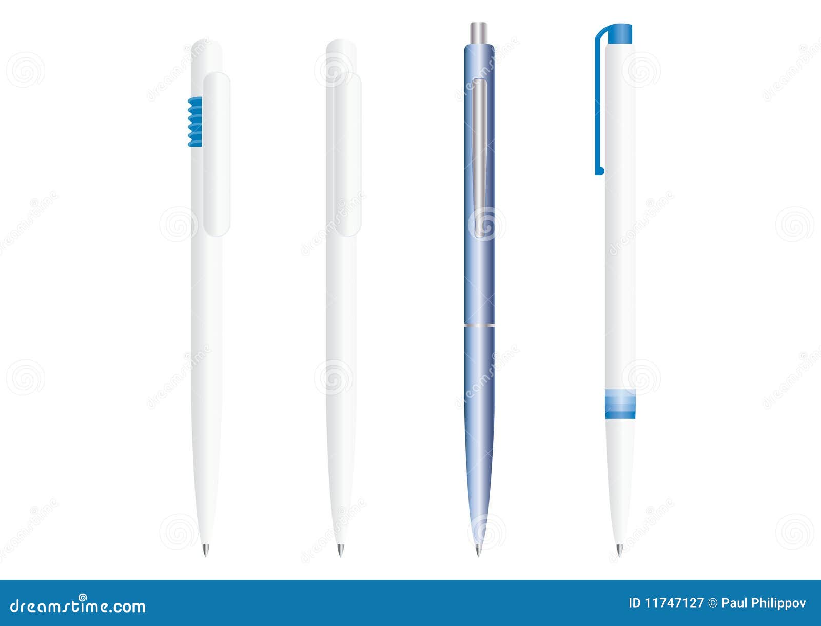 Set of Fully Editable Pens. Stock Illustration - Illustration of ...