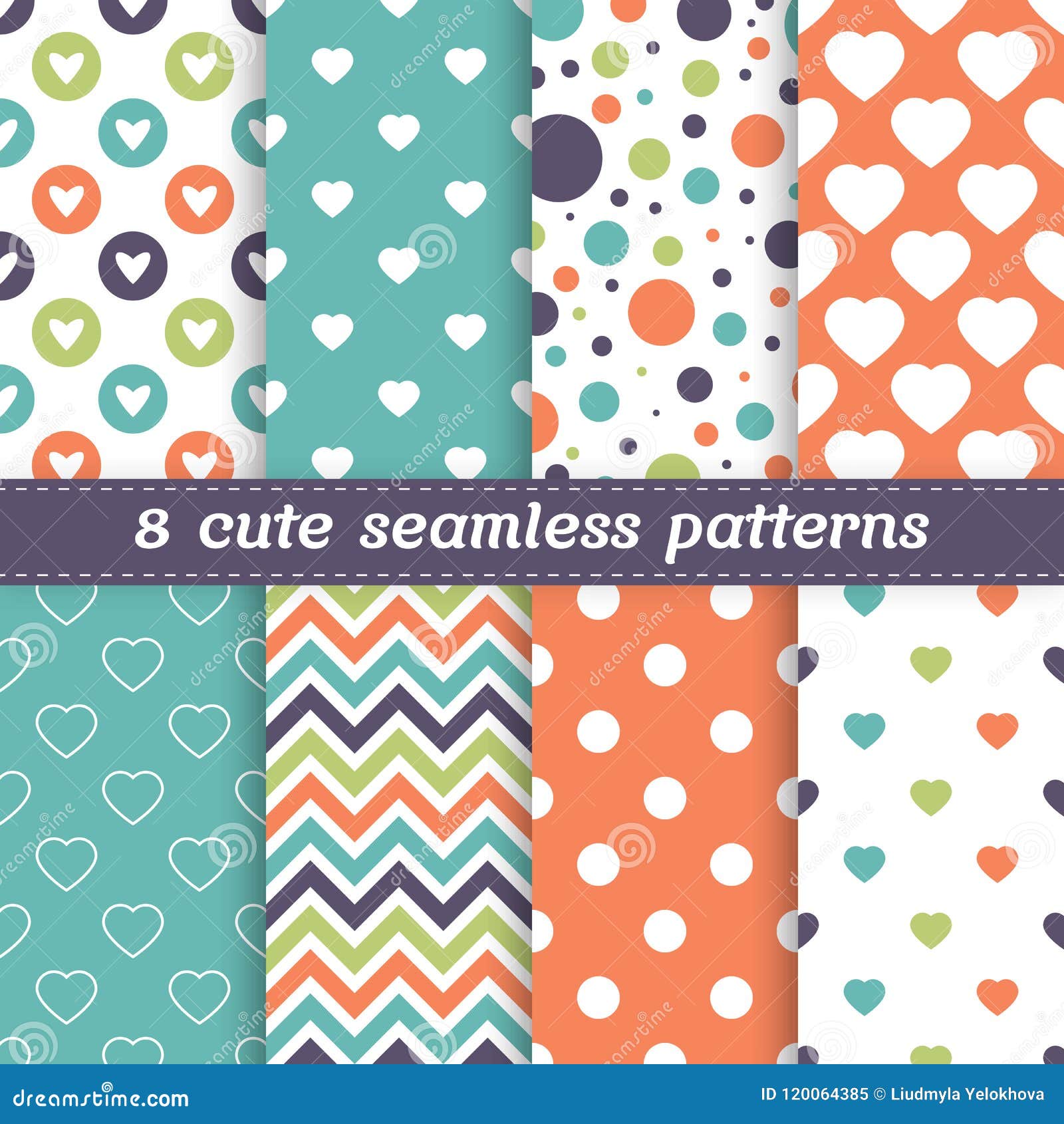 Set of 8 Fun Bright Colorful Vector Seamless Patterns Stock ...