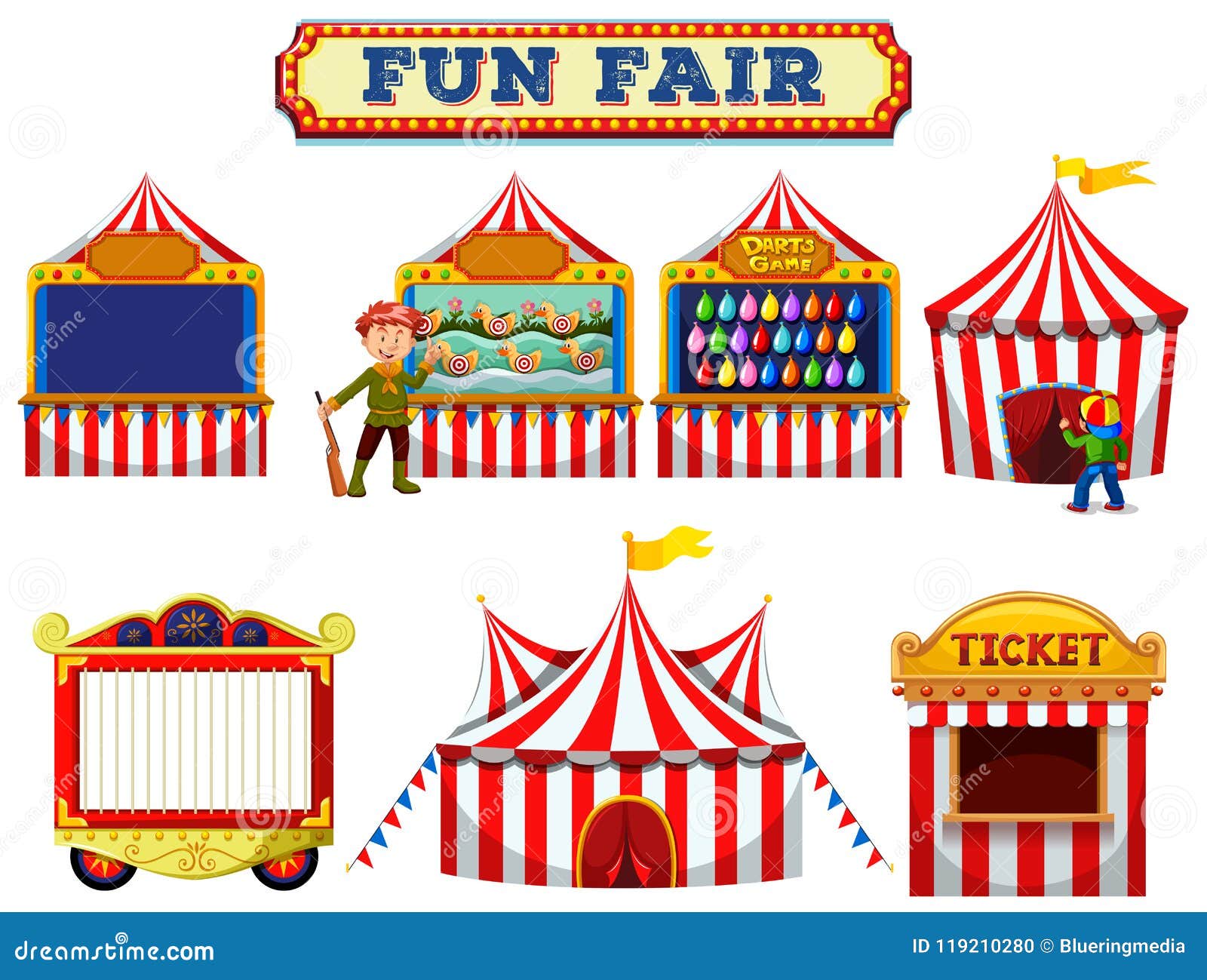 A Set of Fun Fair Tent stock vector. Illustration of theme - 119210280