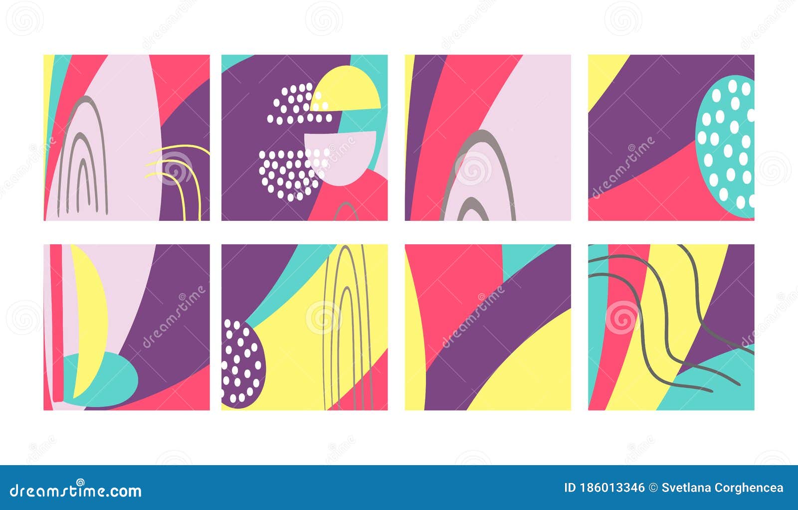 Set of Fun Hand Drawn Colorful Shapes, Doodle Objects, Lines and Dots ...