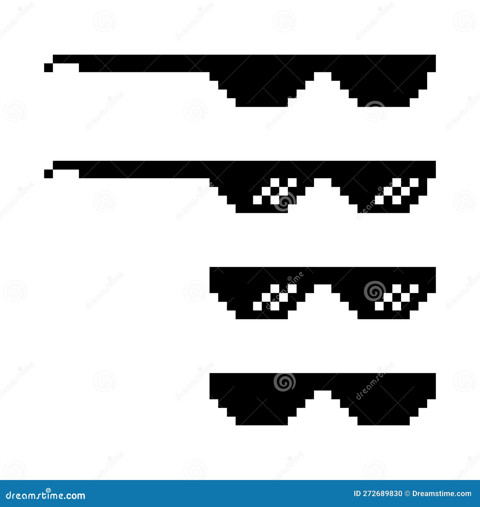 Set Of Fun Retro Pixel Sun Glass Icon Life Style Meme Sunglasses Thug
