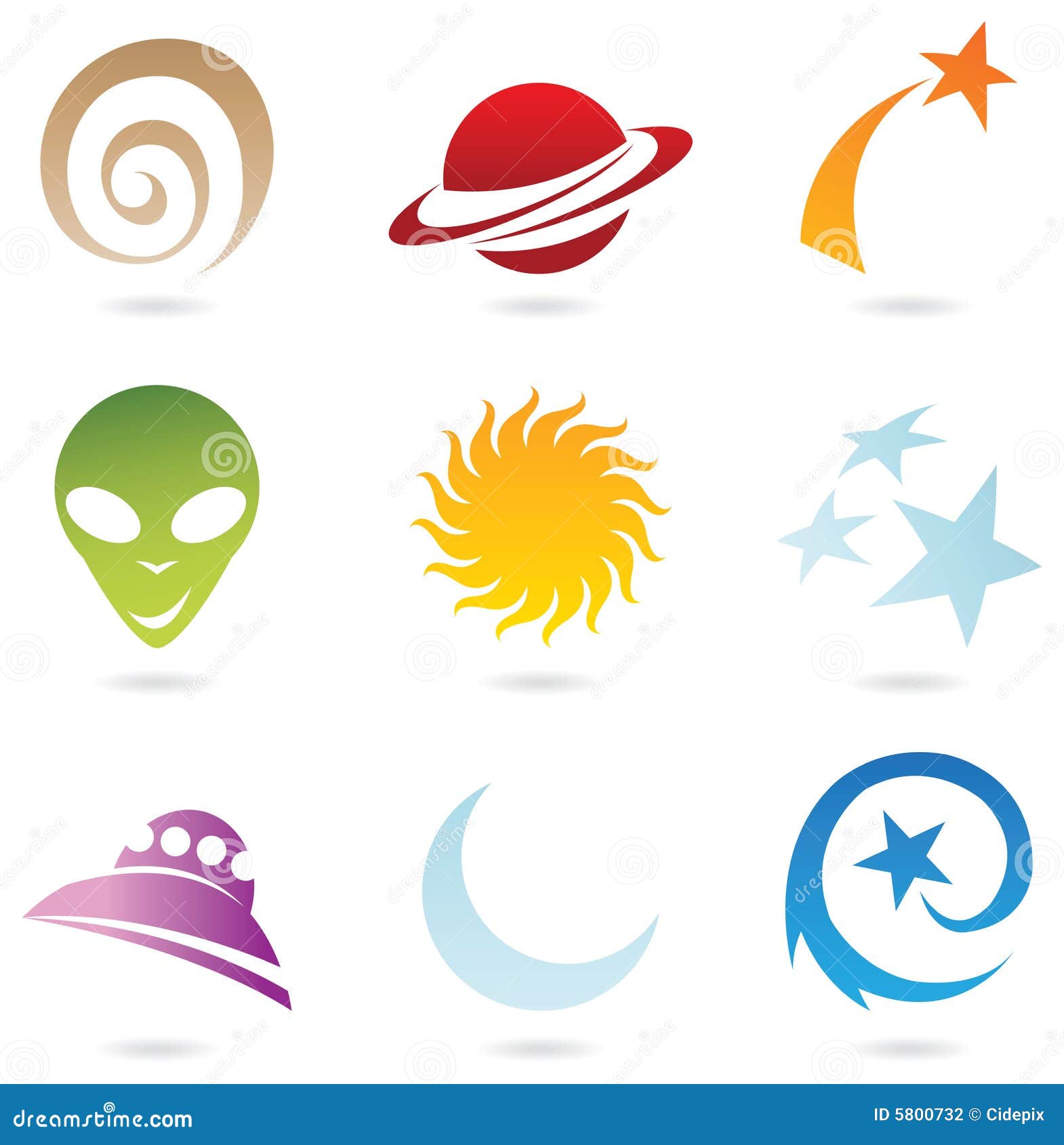 A set of fun space icons stock vector. Illustration of logo - 5800732