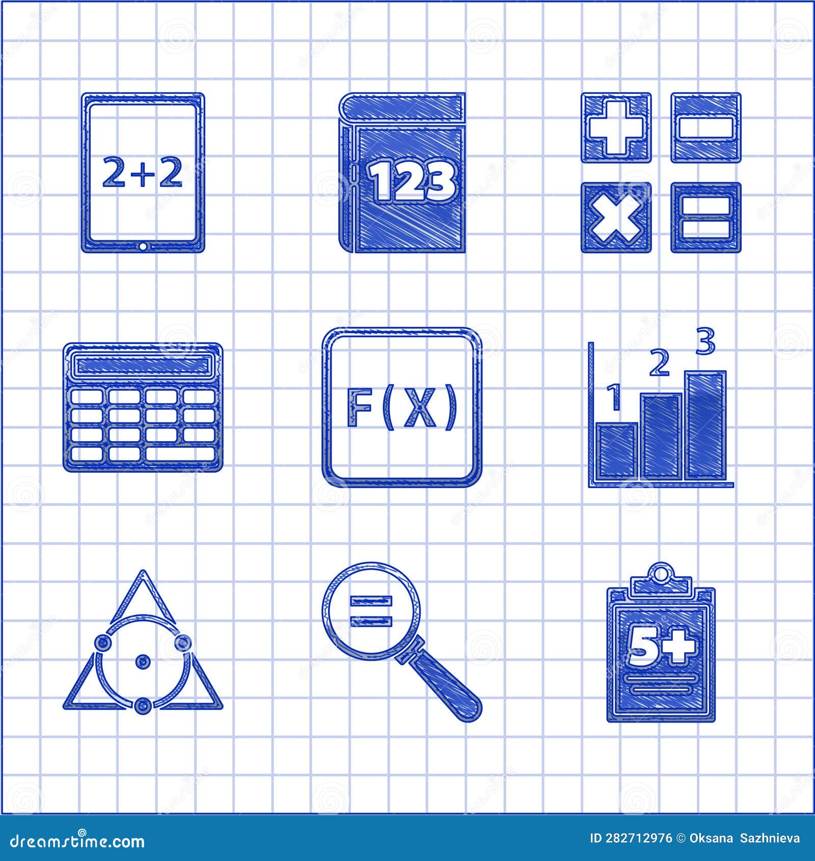 Set Function Mathematical Symbol, Calculation, Test or Exam Sheet ...