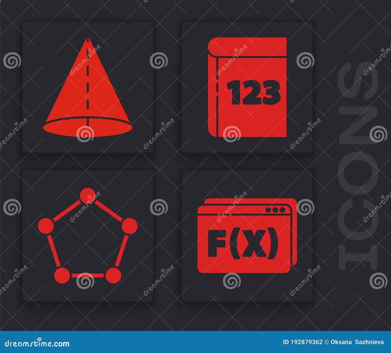 Set Function Mathematical Symbol, Geometric Figure Cone, Book with Word ...