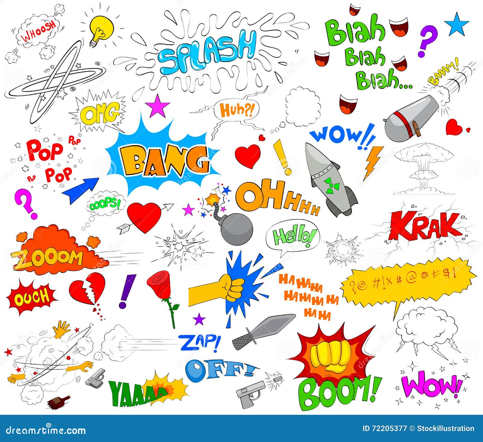 Set of Funky Comic Explosion Graphic Elements Stock Vector ...