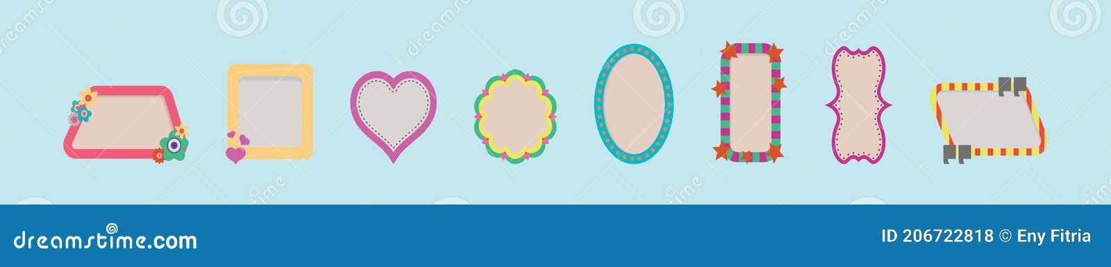 Set of Funky Frames Cartoon Icon Design Template with Various Models ...