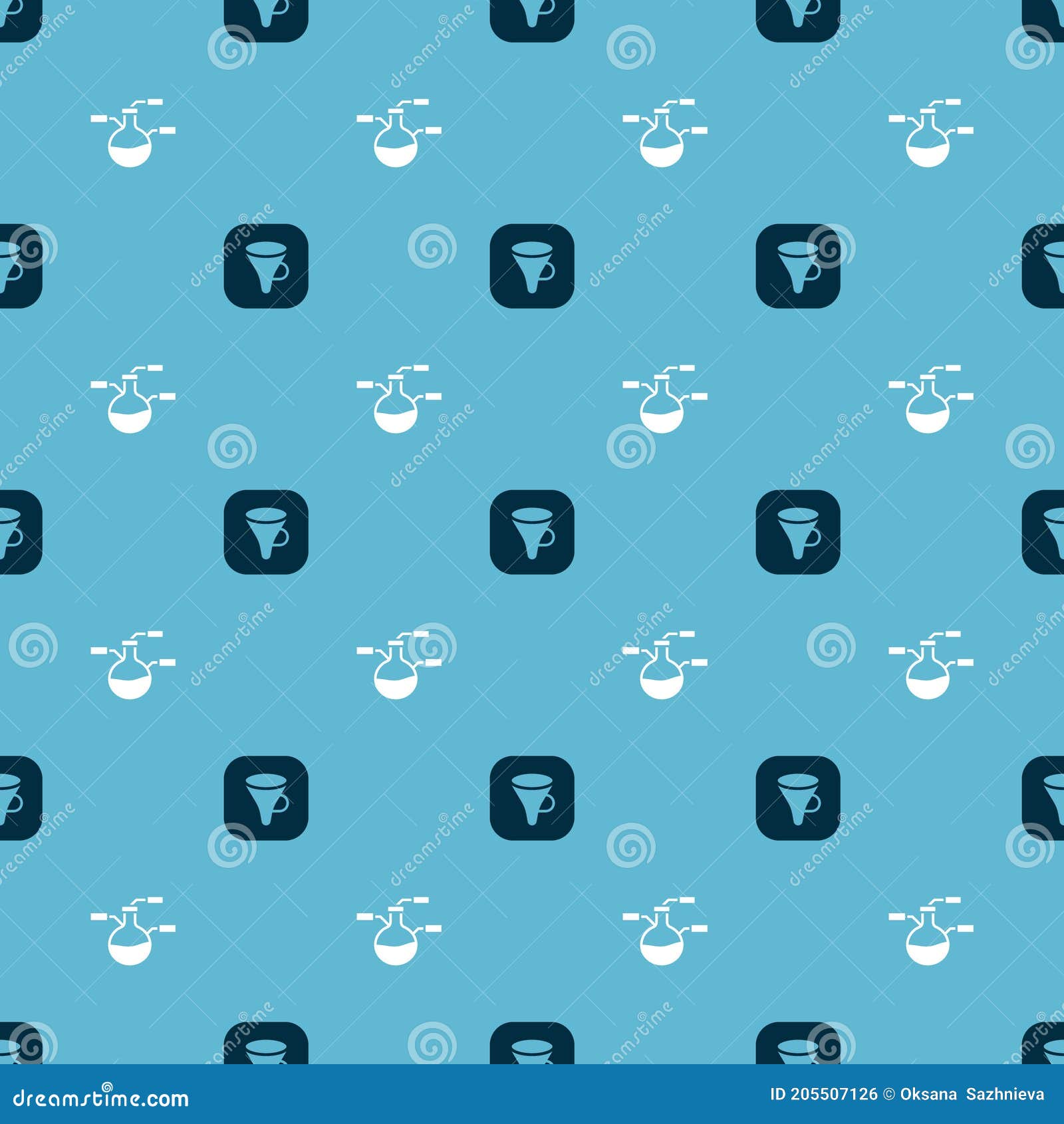 Set Funnel or Filter and Test Tube and Flask on Seamless Pattern ... Set Funnel or Filter and Test Tube and Flask on Seamless Pattern ...