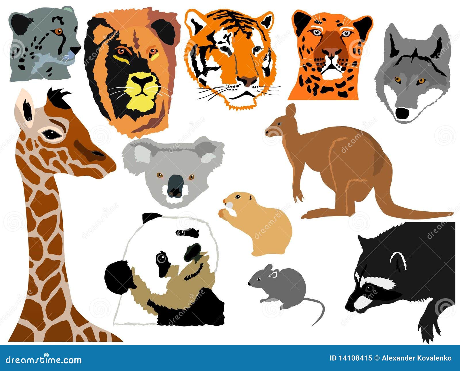 Set of funny animals stock vector. Illustration of nice - 14108415