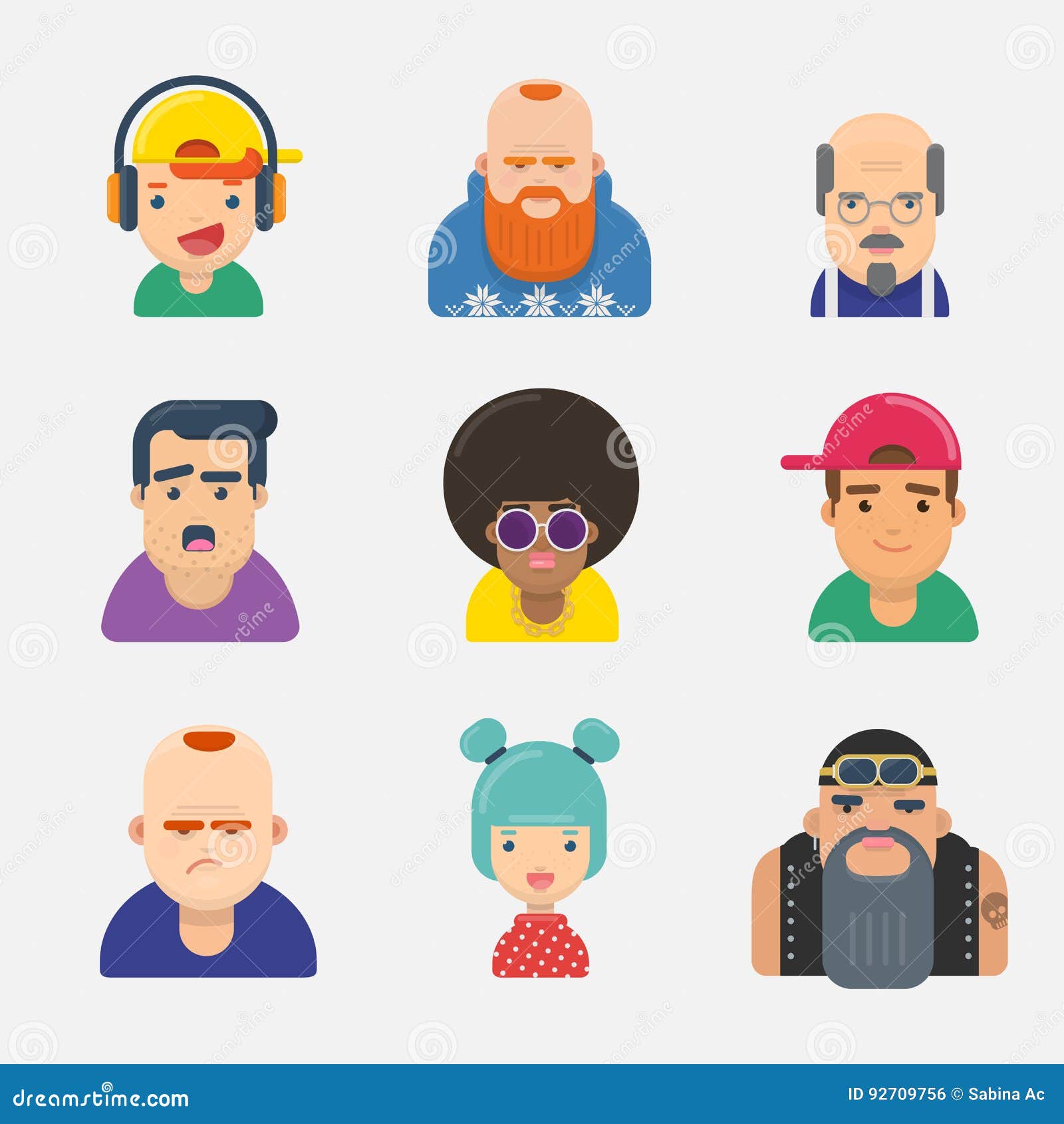 Set of Funny Avatars. Different Persons, Gender and Age Stock Vector ...