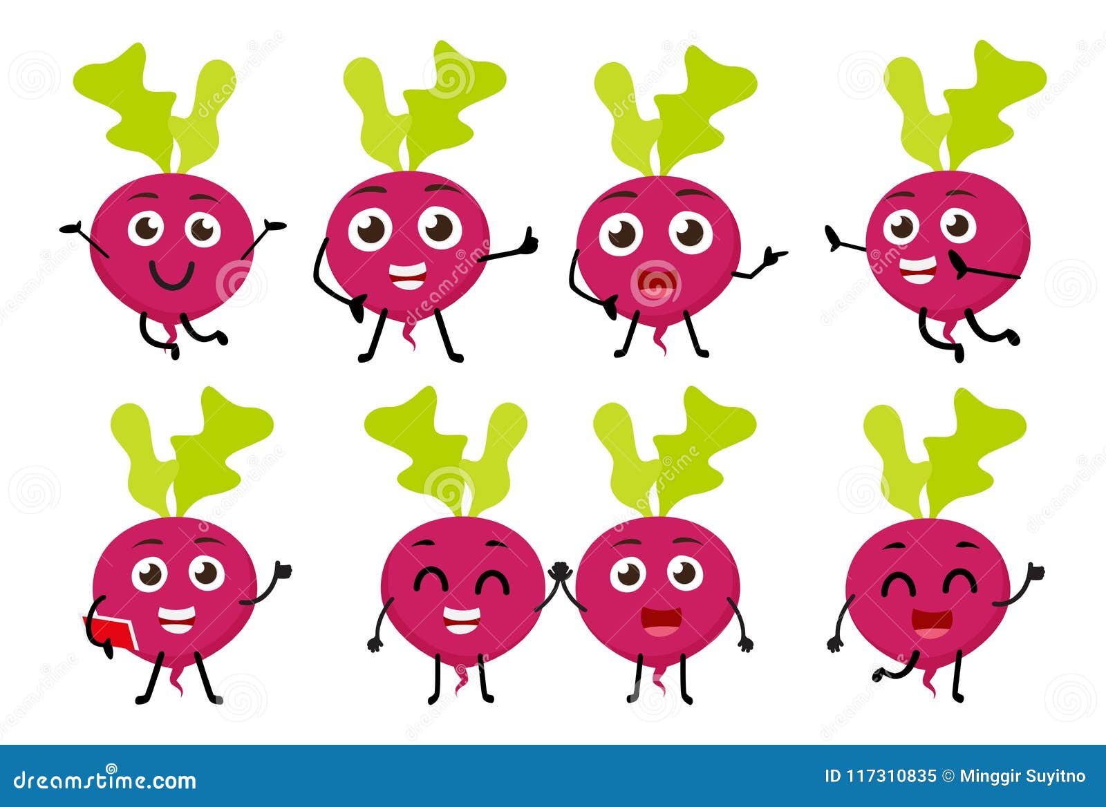 Set of Funny Beetroot Vegetable Cartoon Character Stock Vector ...