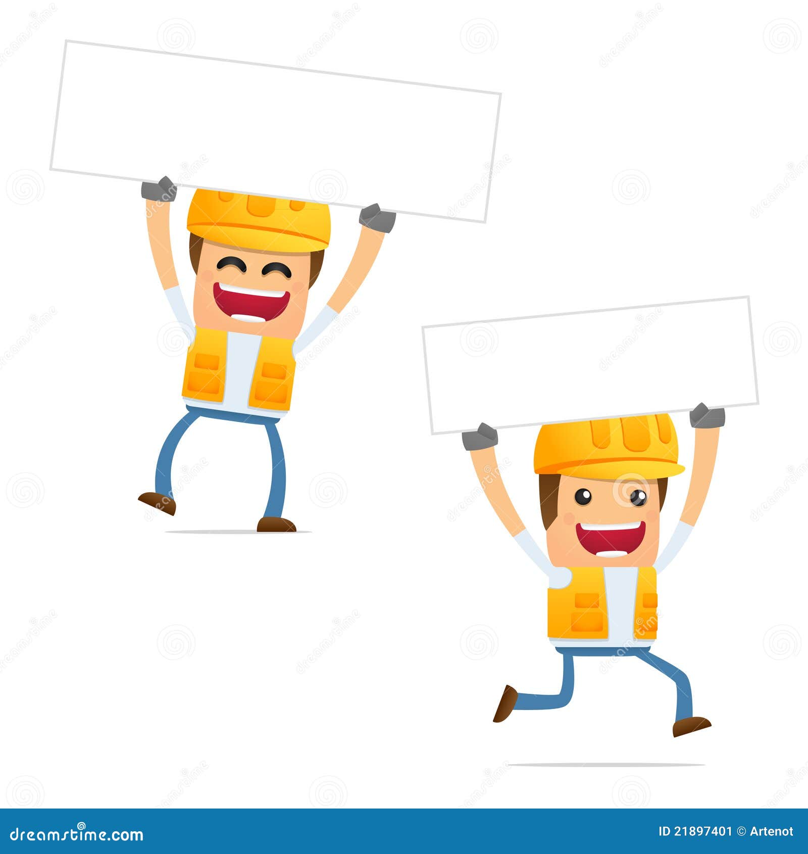 Set of Funny Cartoon Builder Stock Vector - Illustration of cute, list ...