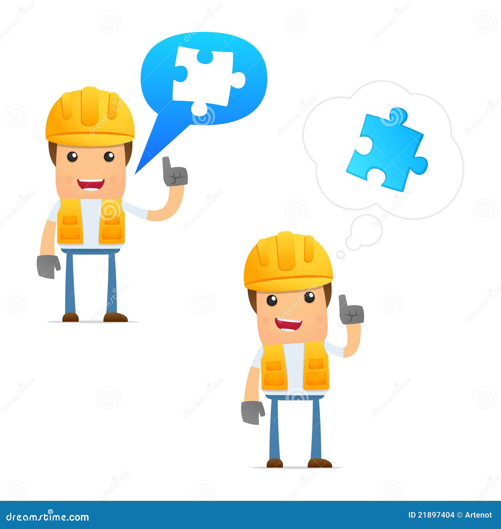 Set of Funny Cartoon Builder Stock Vector - Illustration of manual ...