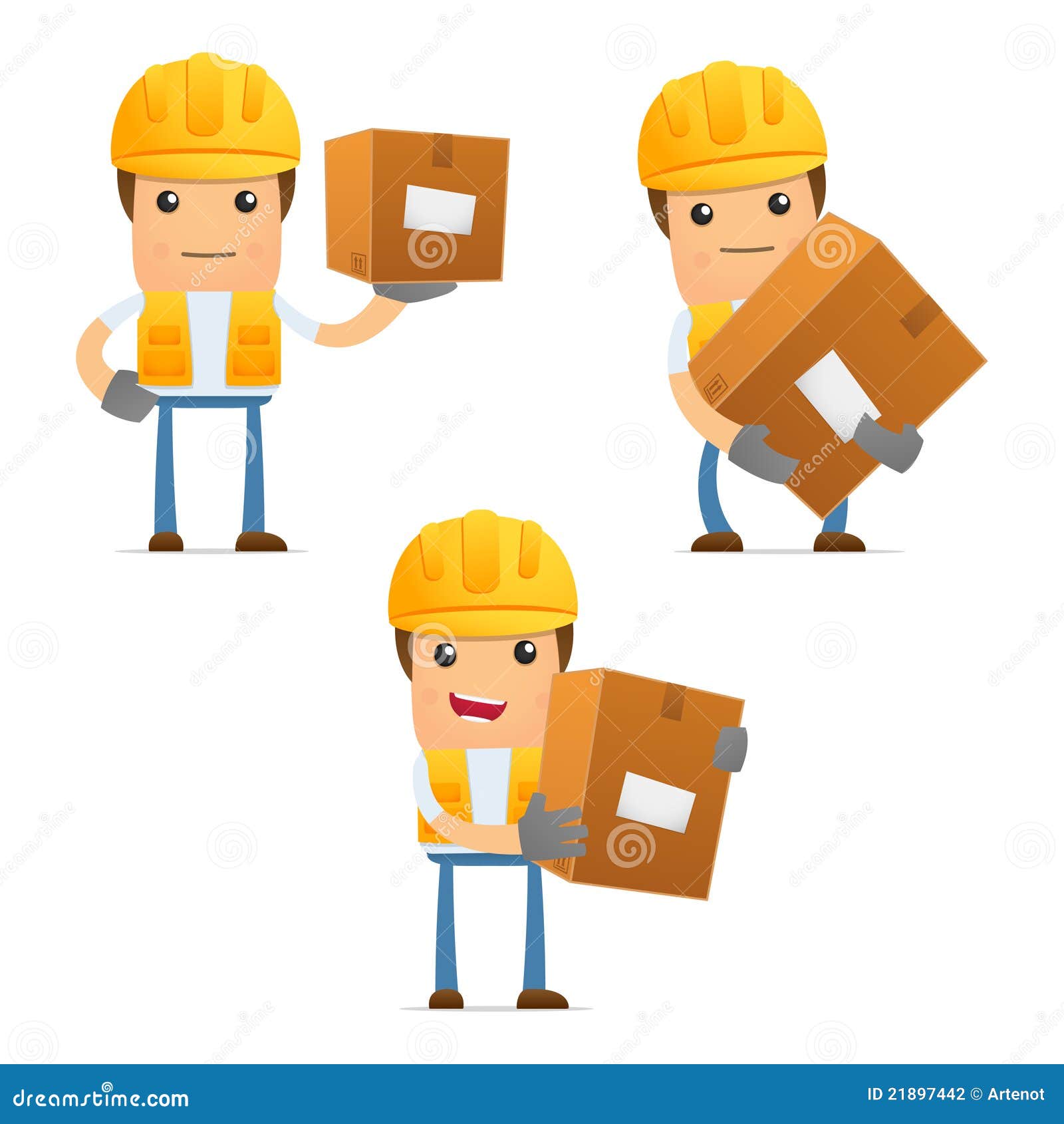 Set of Funny Cartoon Builder Stock Vector - Illustration of post ...