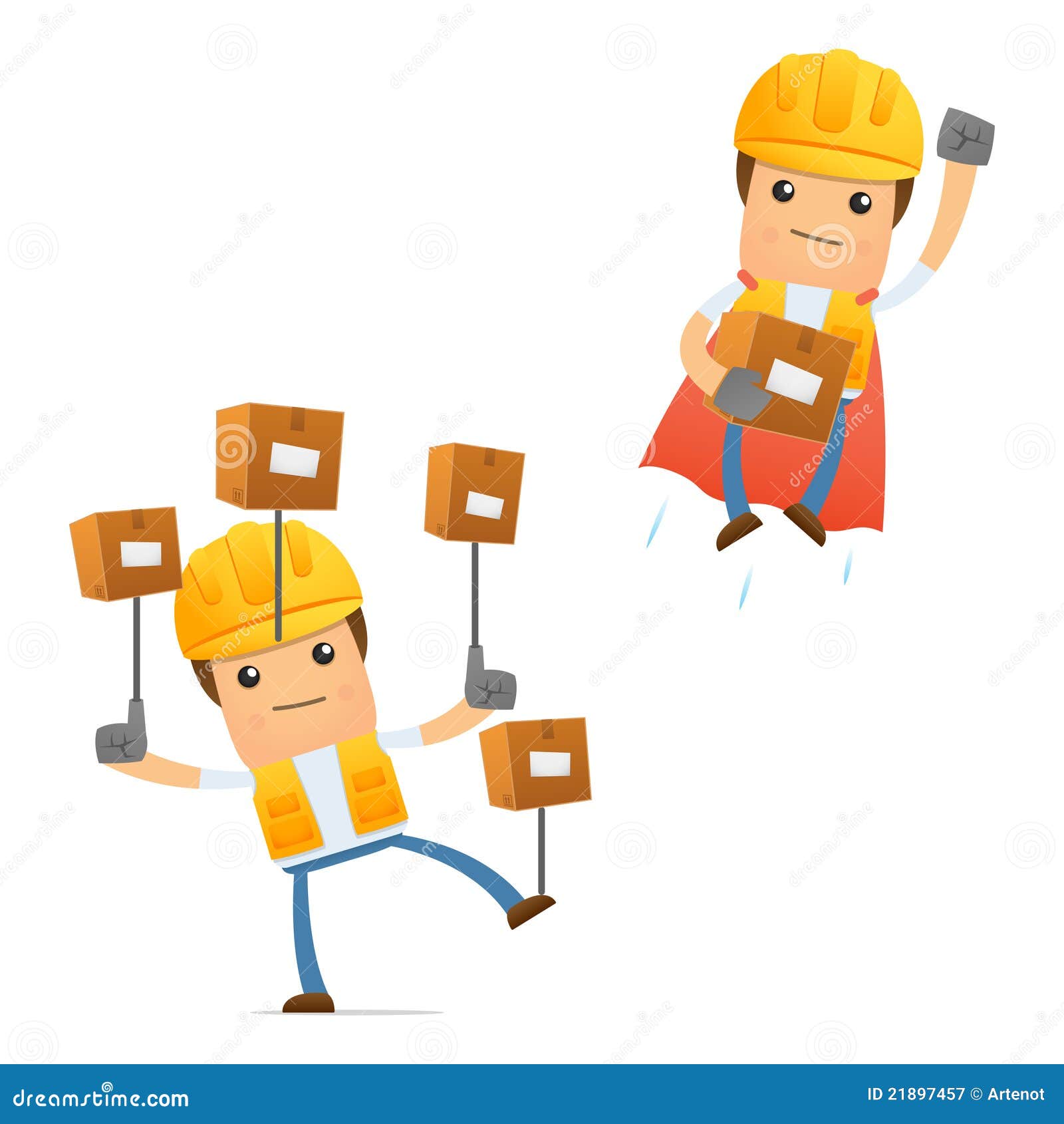 Set of Funny Cartoon Builder Stock Vector - Illustration of crate ...