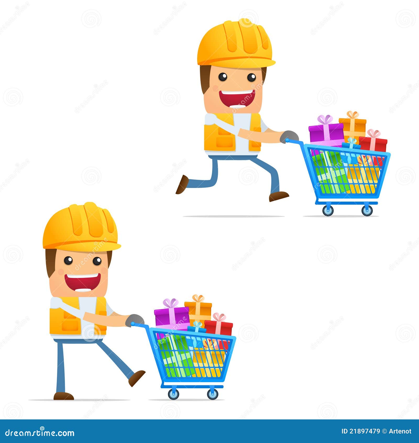 Set of Funny Cartoon Builder Stock Vector - Illustration of industry ...