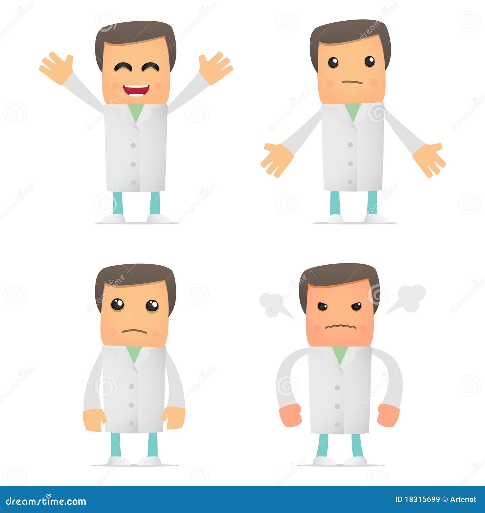 Set of Funny Cartoon Doctor Stock Vector - Illustration of person ...