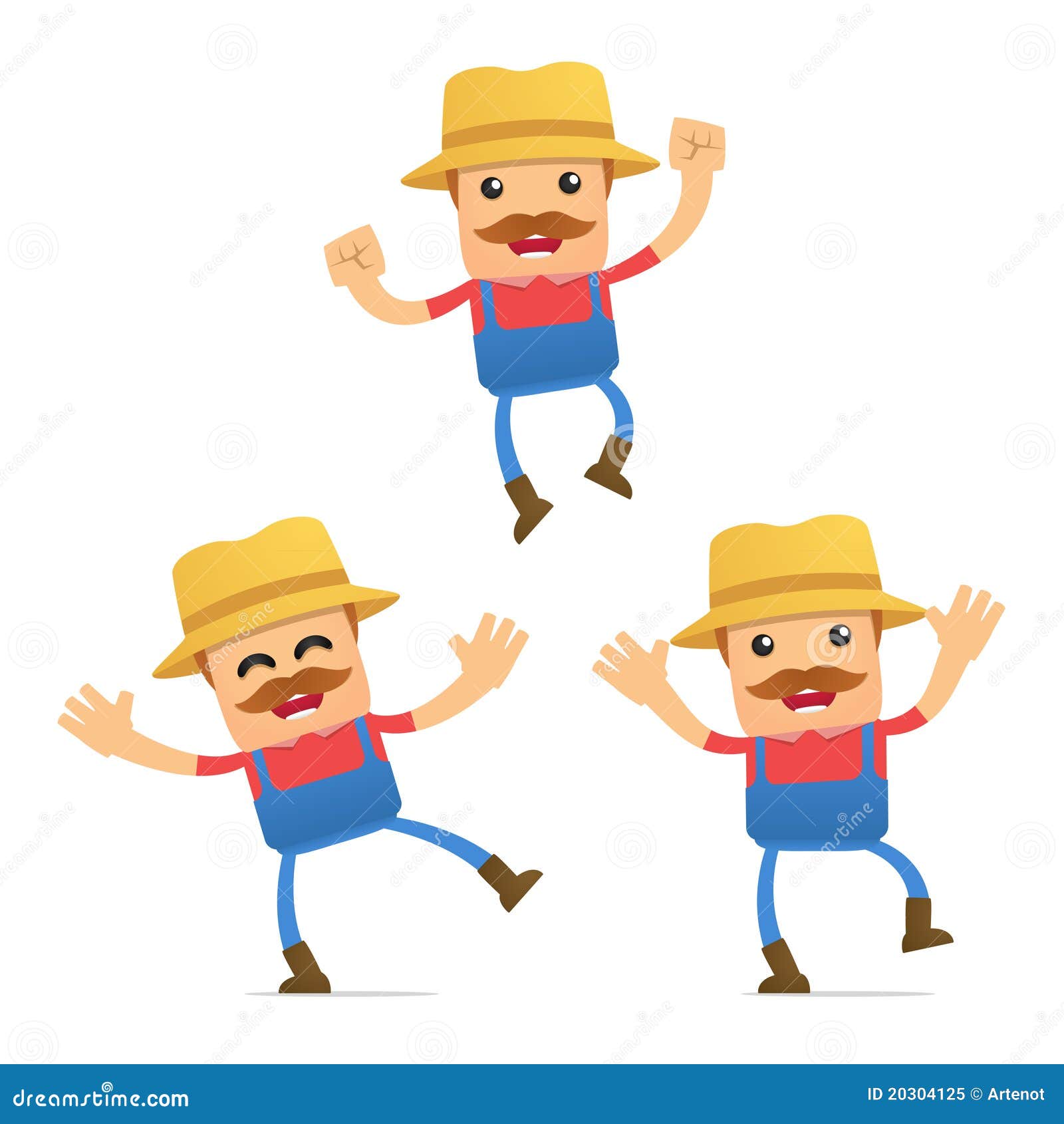 Set of Funny Cartoon Farmer Stock Vector - Illustration of happy ...