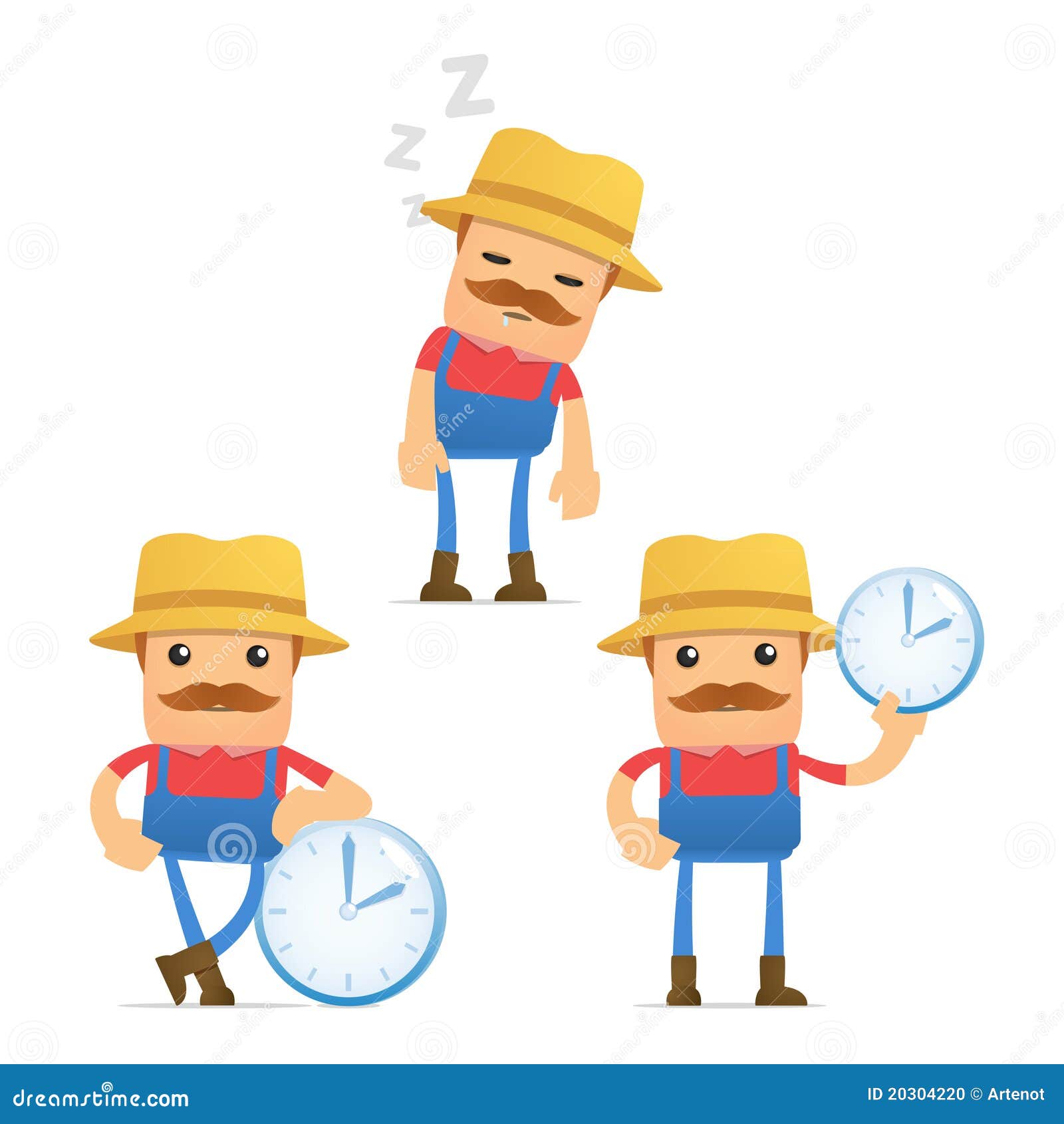 Set of Funny Cartoon Farmer Stock Vector - Illustration of jeans, cute ...