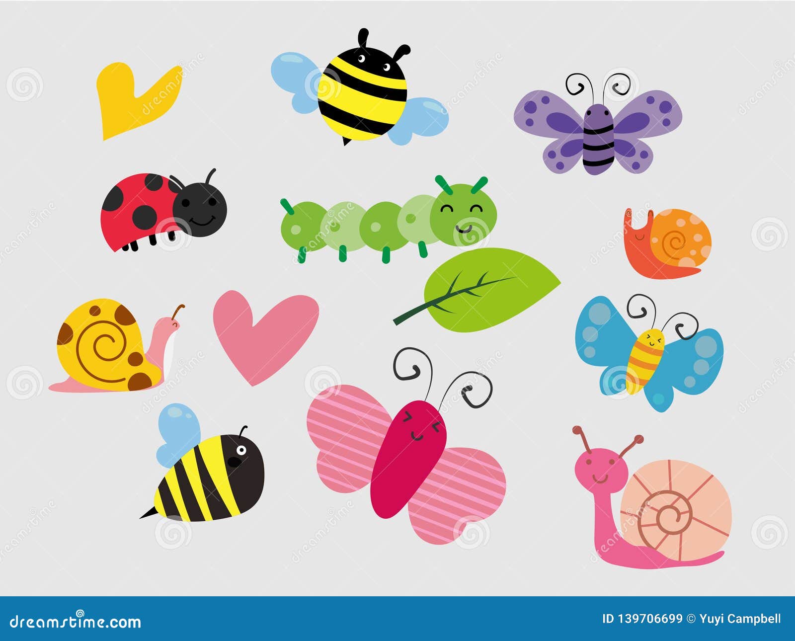 Set of Funny Cartoon Insects Isolated Over White - Vector Stock Vector ...