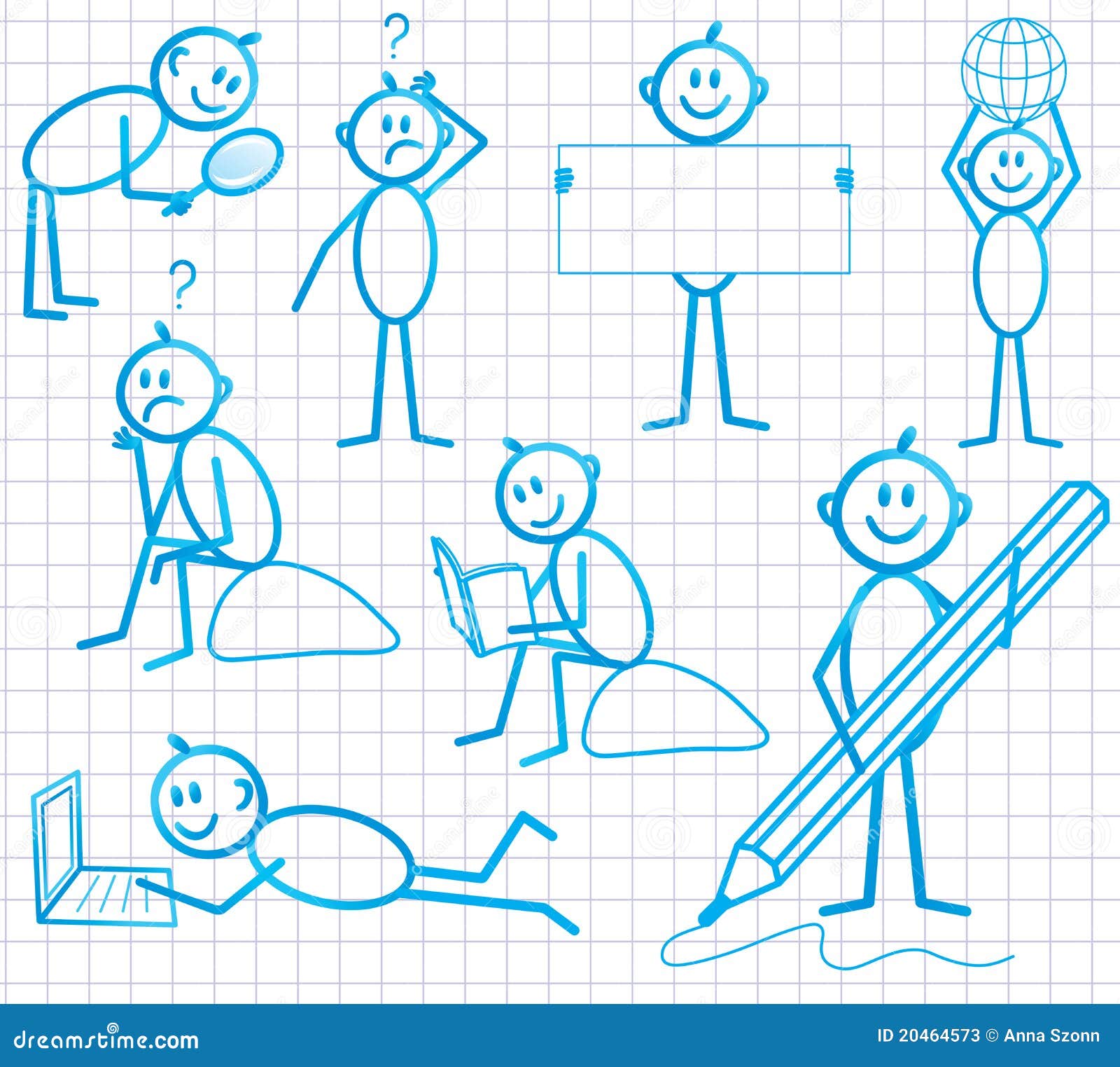 Set of Funny Cartoon Little Man Stock Vector - Illustration of ...