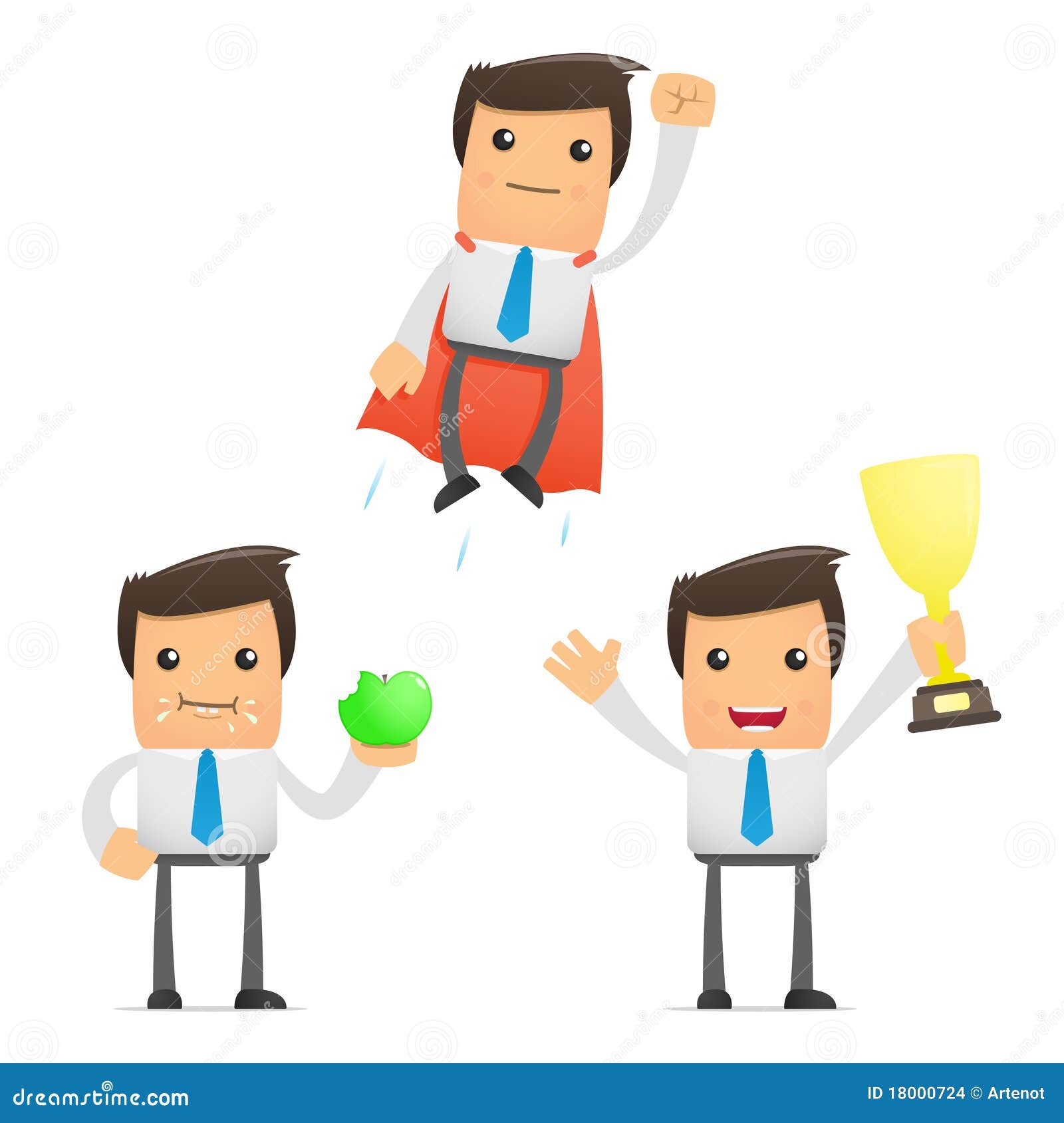 Set of Funny Cartoon Manager Stock Vector - Illustration of apple ...