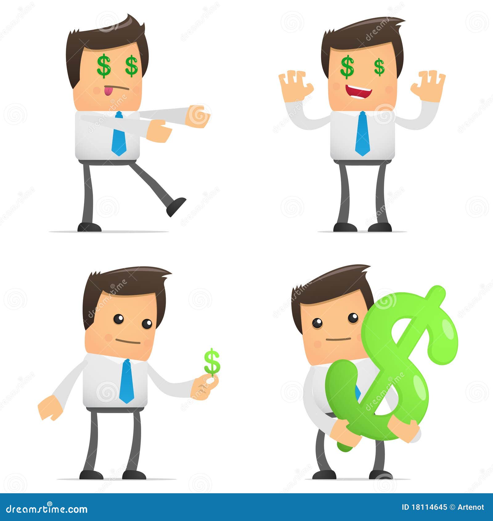 Set of Funny Cartoon Manager Stock Vector - Illustration of adult ...