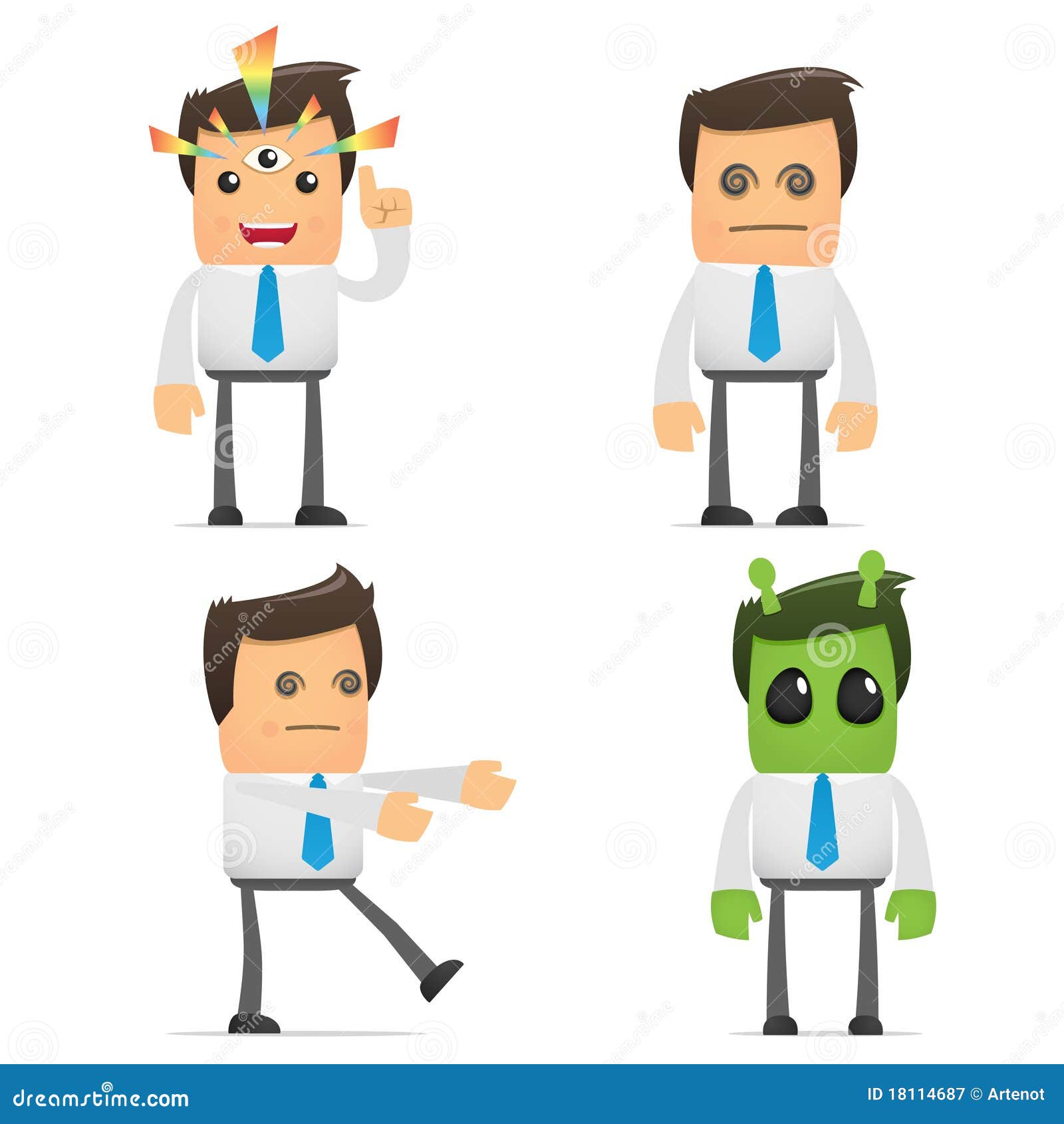 Set of Funny Cartoon Manager Stock Vector - Illustration of cute ...