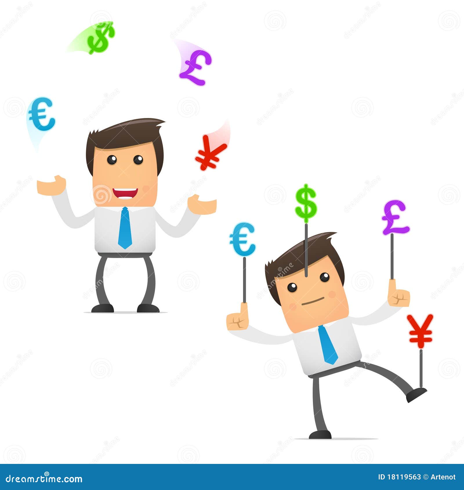 Set of Funny Cartoon Manager Stock Vector - Illustration of human ...