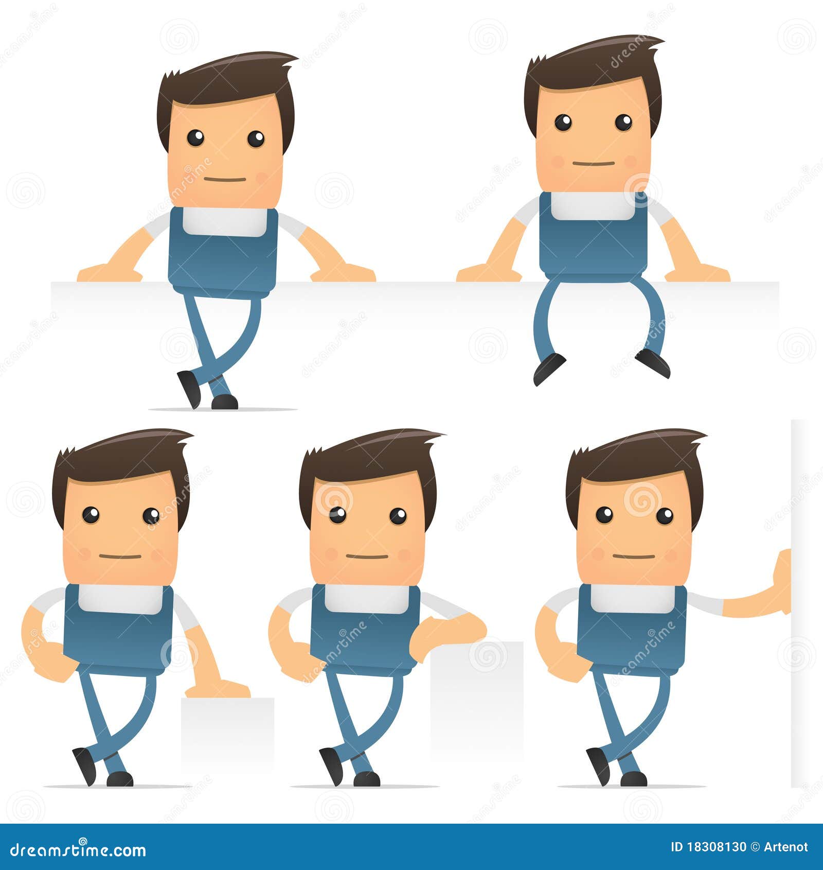 Set of Funny Cartoon Manager Stock Vector - Illustration of machinist ...