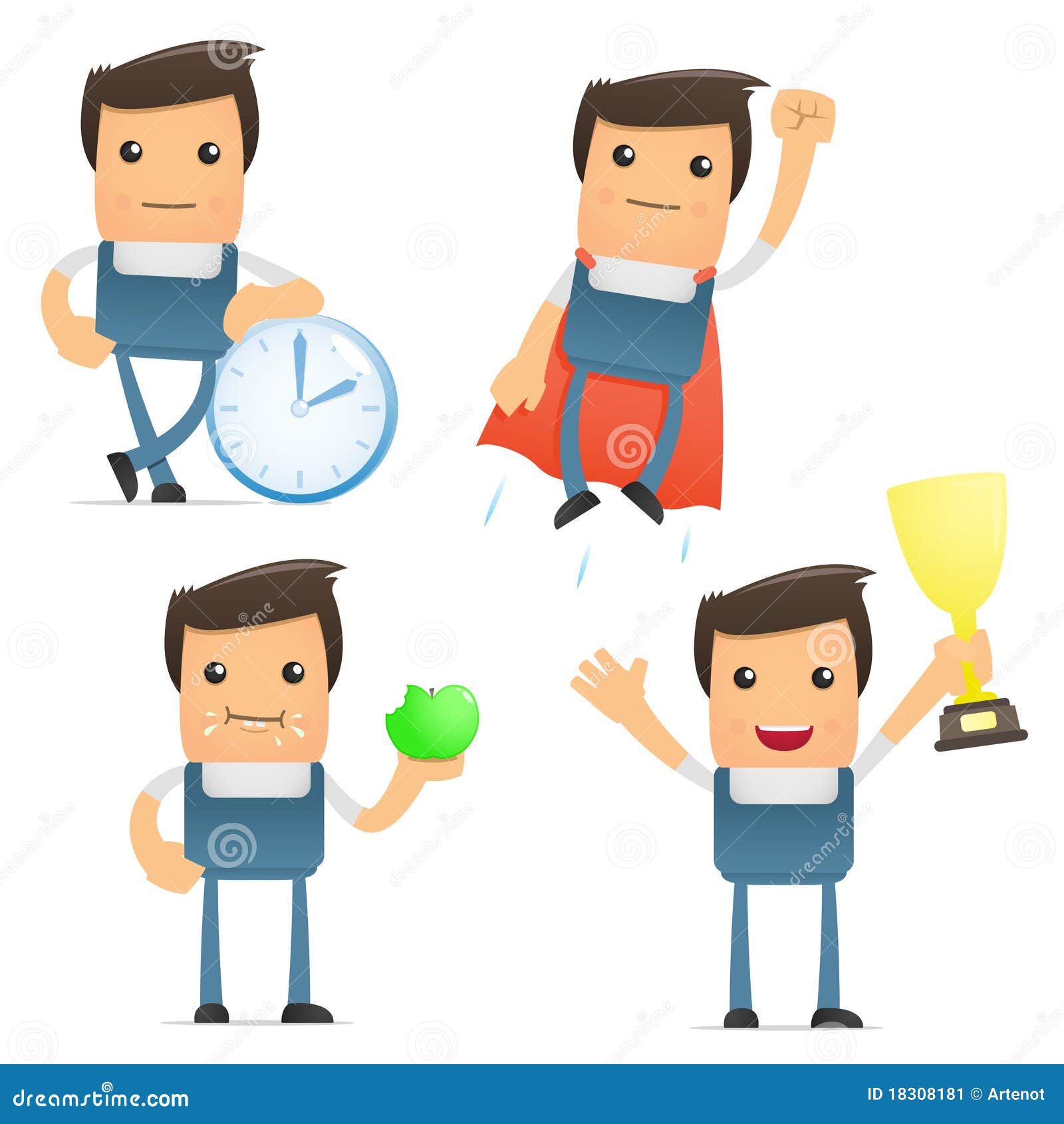 Set of Funny Cartoon Manager Stock Vector - Illustration of graphic ...