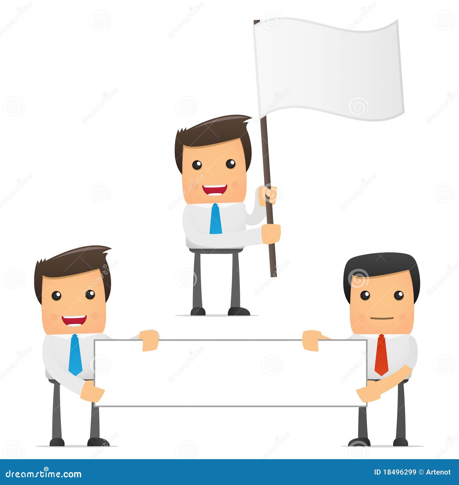 Set of Funny Cartoon Manager Stock Vector - Illustration of flag ...