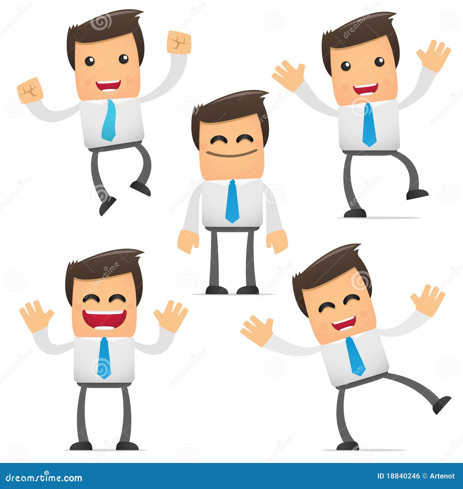 Set of Funny Cartoon Manager Stock Vector - Illustration of cheerful ...