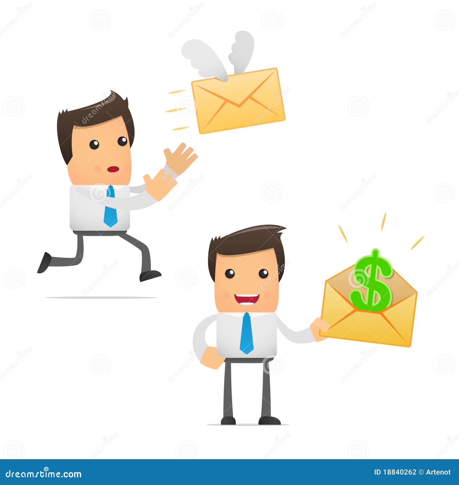 Set of Funny Cartoon Manager Stock Vector - Illustration of collar ...