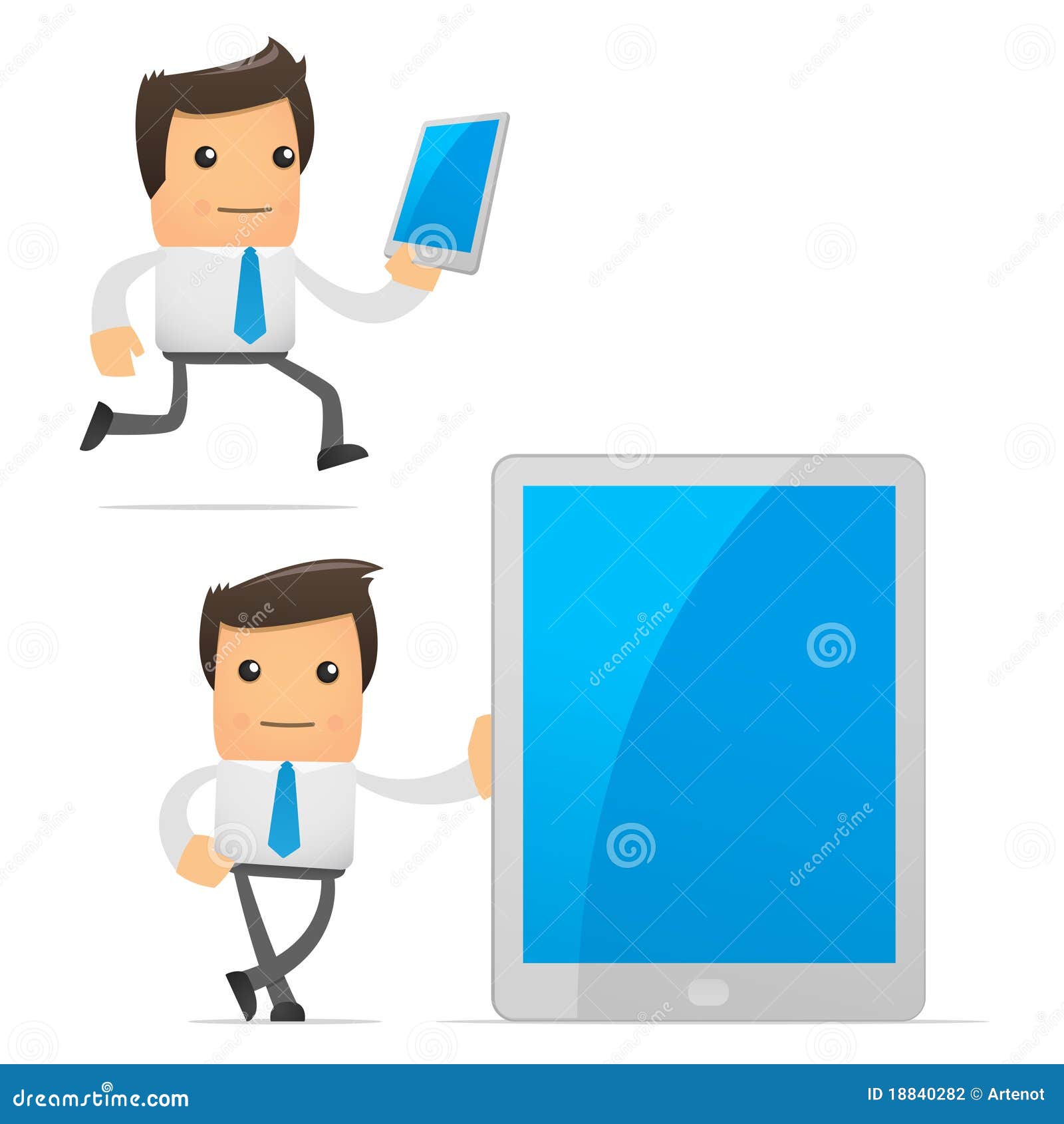 Set of Funny Cartoon Manager Stock Vector - Illustration of horizontal ...