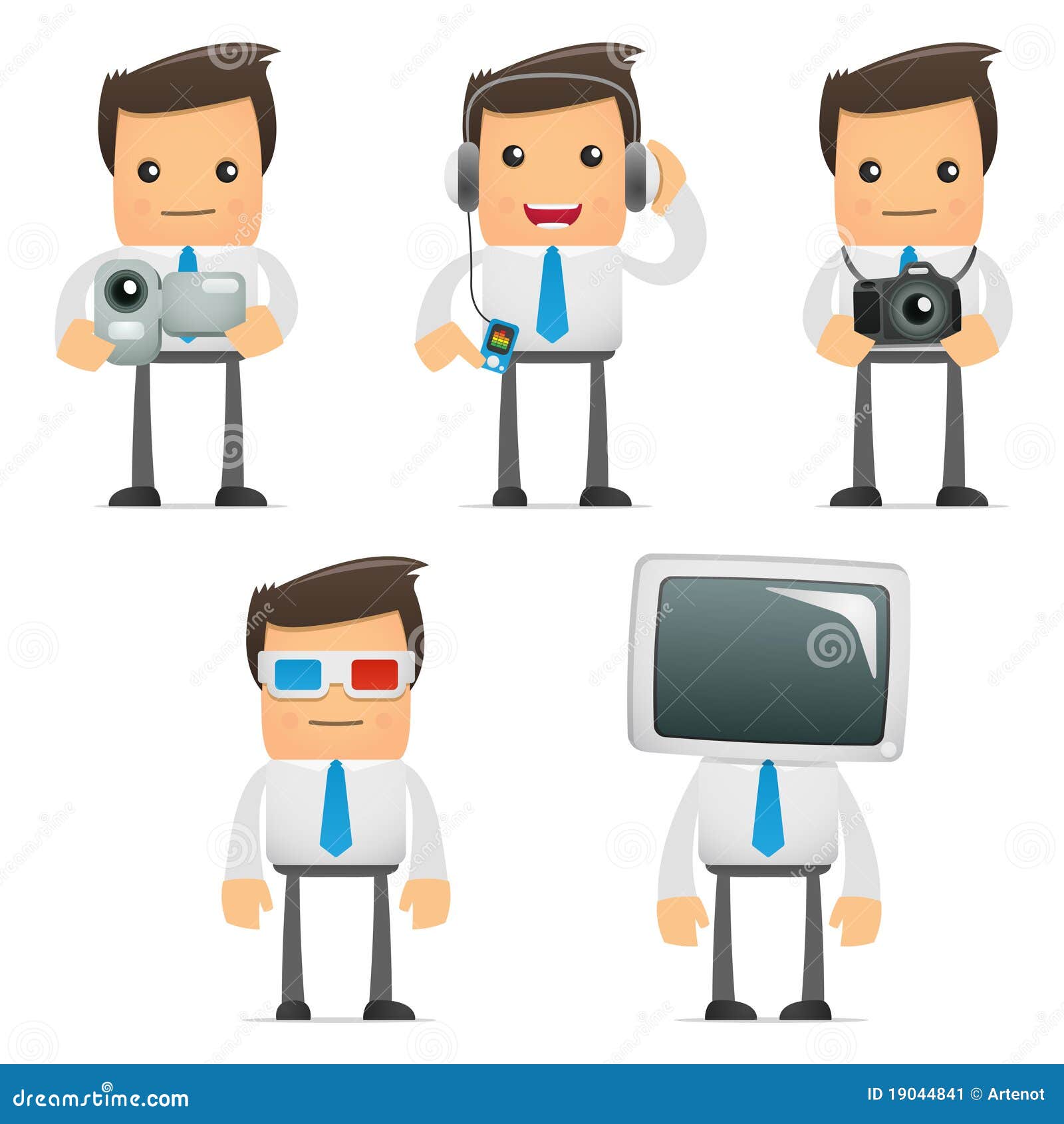 Set of Funny Cartoon Manager Stock Vector - Illustration of clipart ...
