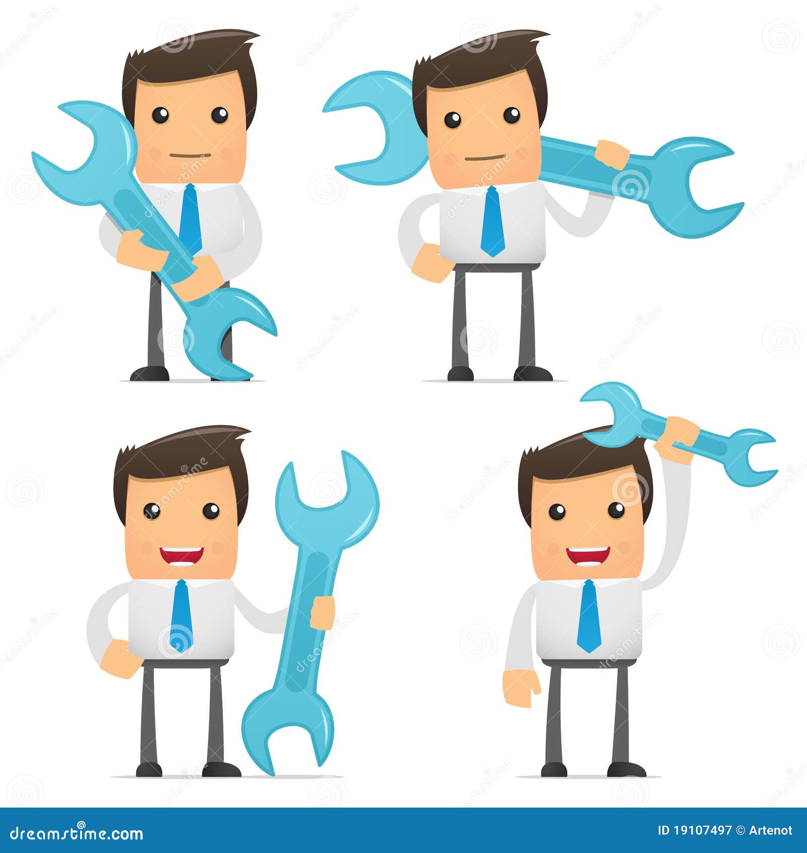Set of Funny Cartoon Manager Stock Vector - Illustration of ...