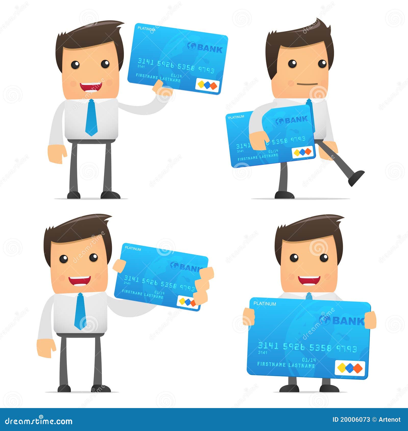 Set of Funny Cartoon Manager Stock Vector - Illustration of caucasian ...