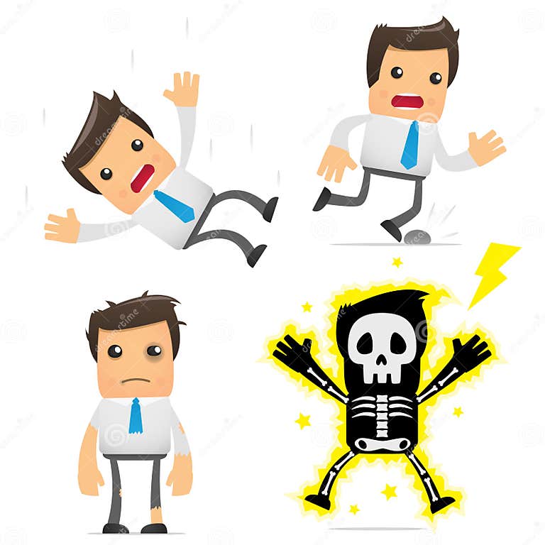 Set of Funny Cartoon Manager Stock Vector - Illustration of character ...