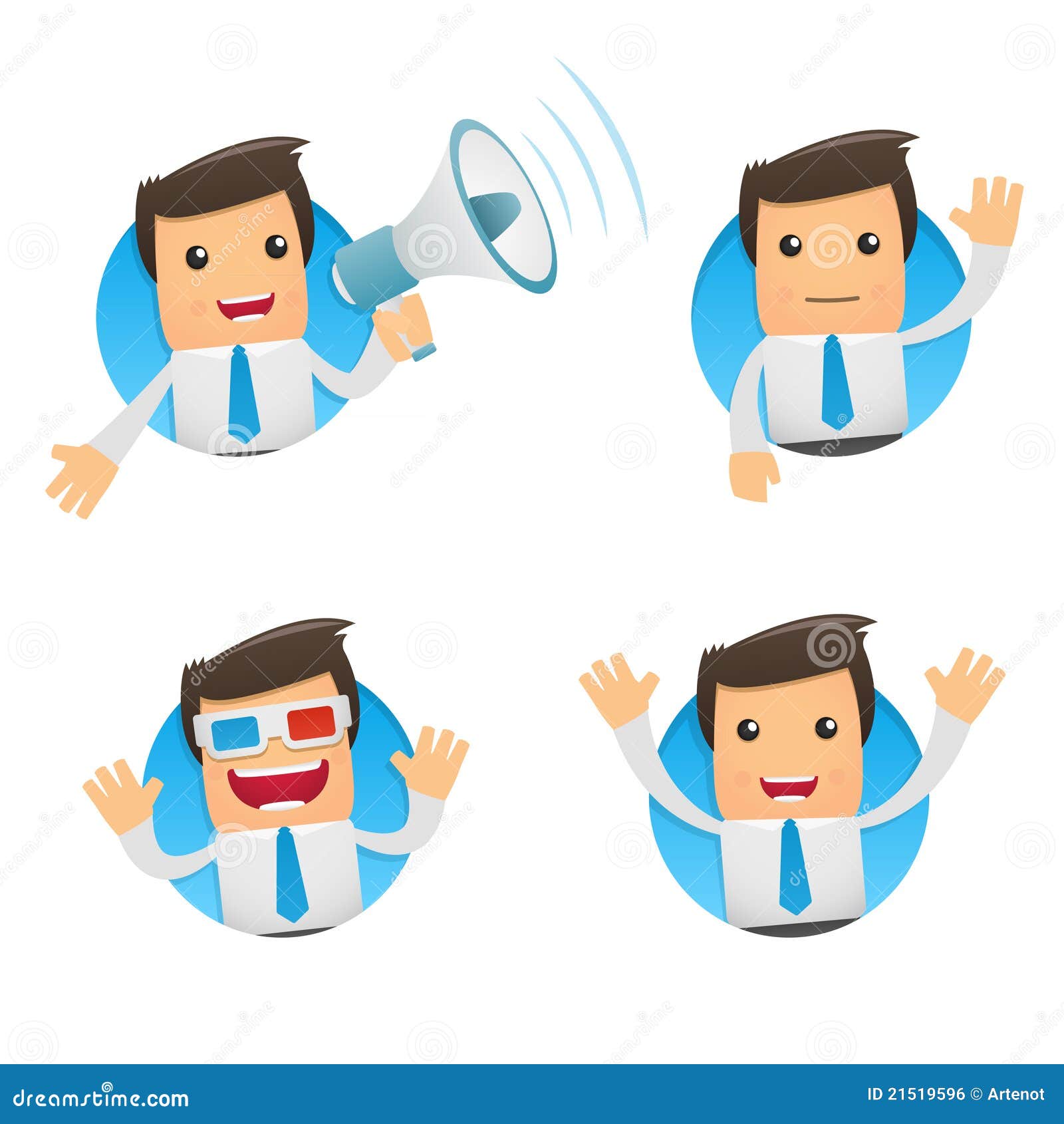 Set of Funny Cartoon Manager Stock Illustration - Illustration of male ...