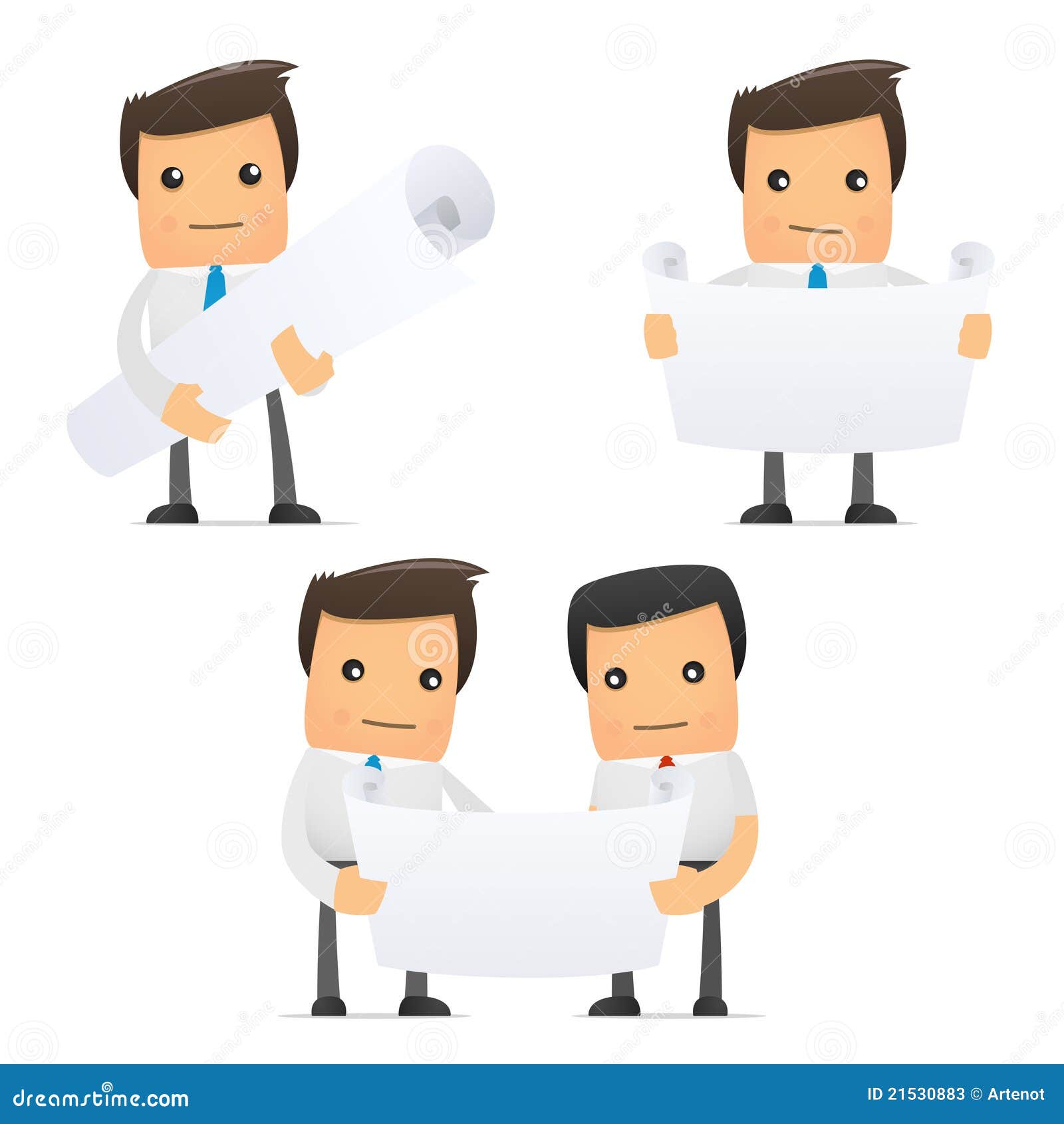 Set of Funny Cartoon Manager Stock Vector - Illustration of inspiration ...