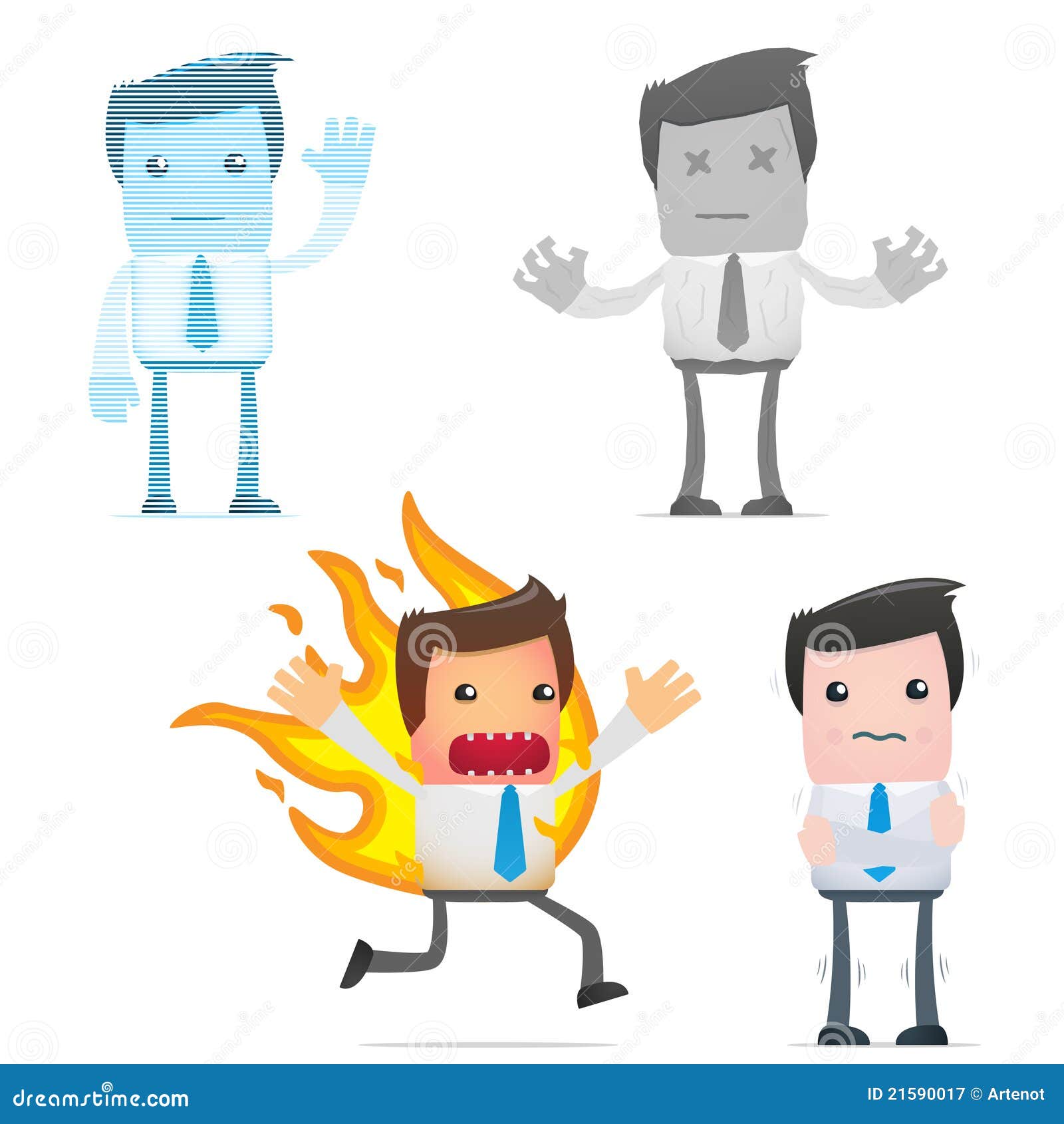 Set of Funny Cartoon Manager Stock Vector - Illustration of danger ...