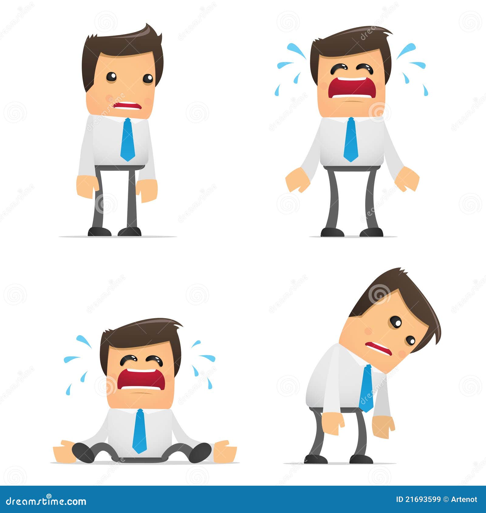 Set of Funny Cartoon Manager Stock Vector - Illustration of character ...