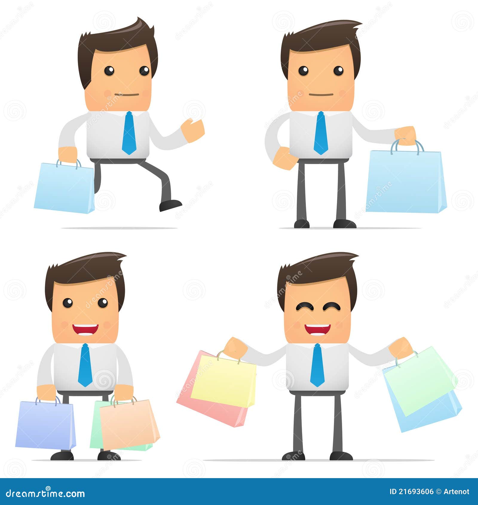 Set of Funny Cartoon Manager Stock Vector - Illustration of character ...