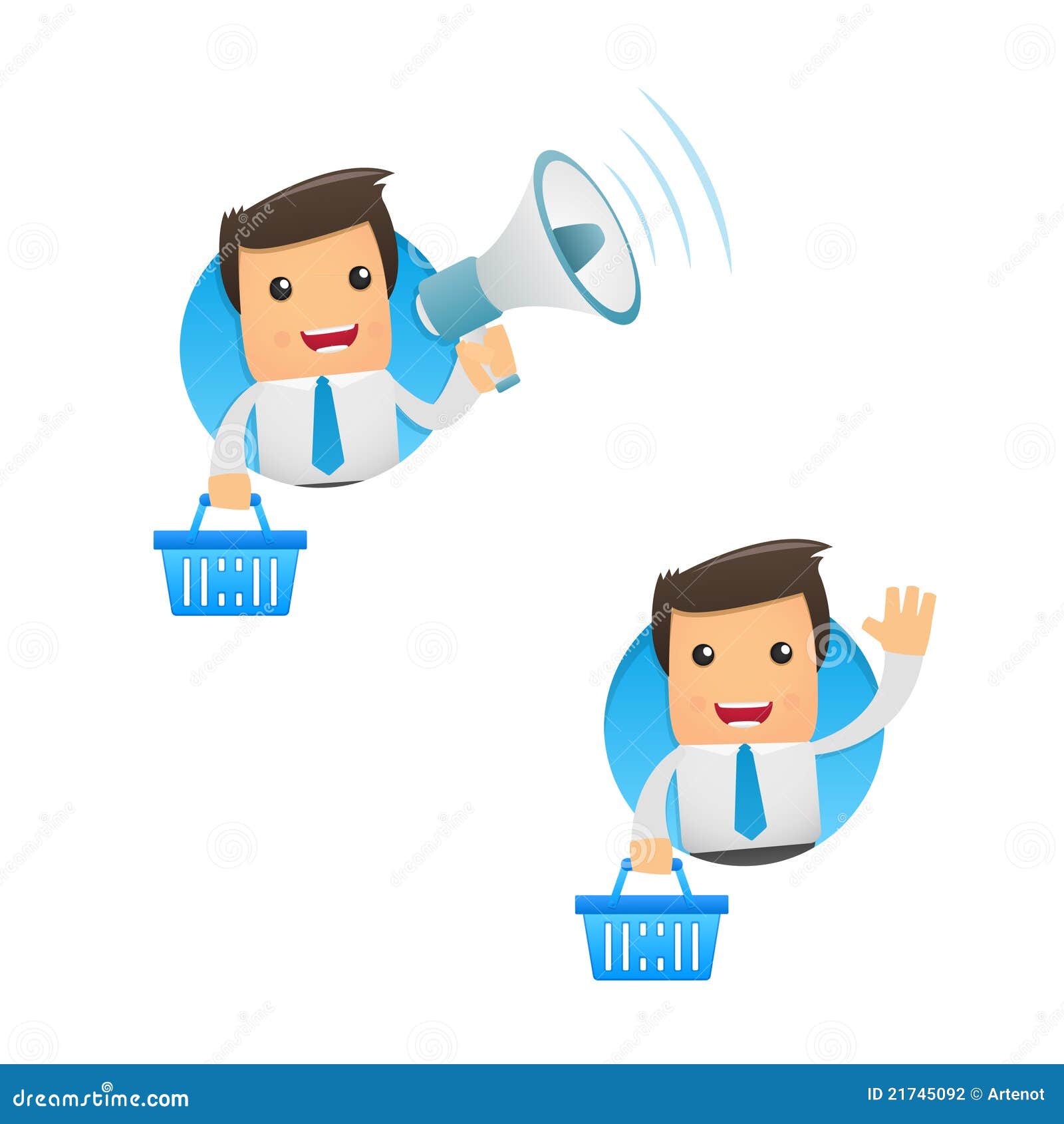 Set of Funny Cartoon Manager Stock Vector - Illustration of isolated ...