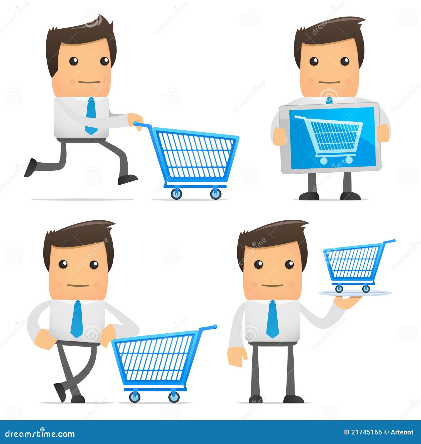 Set of Funny Cartoon Manager Stock Vector - Illustration of buying ...