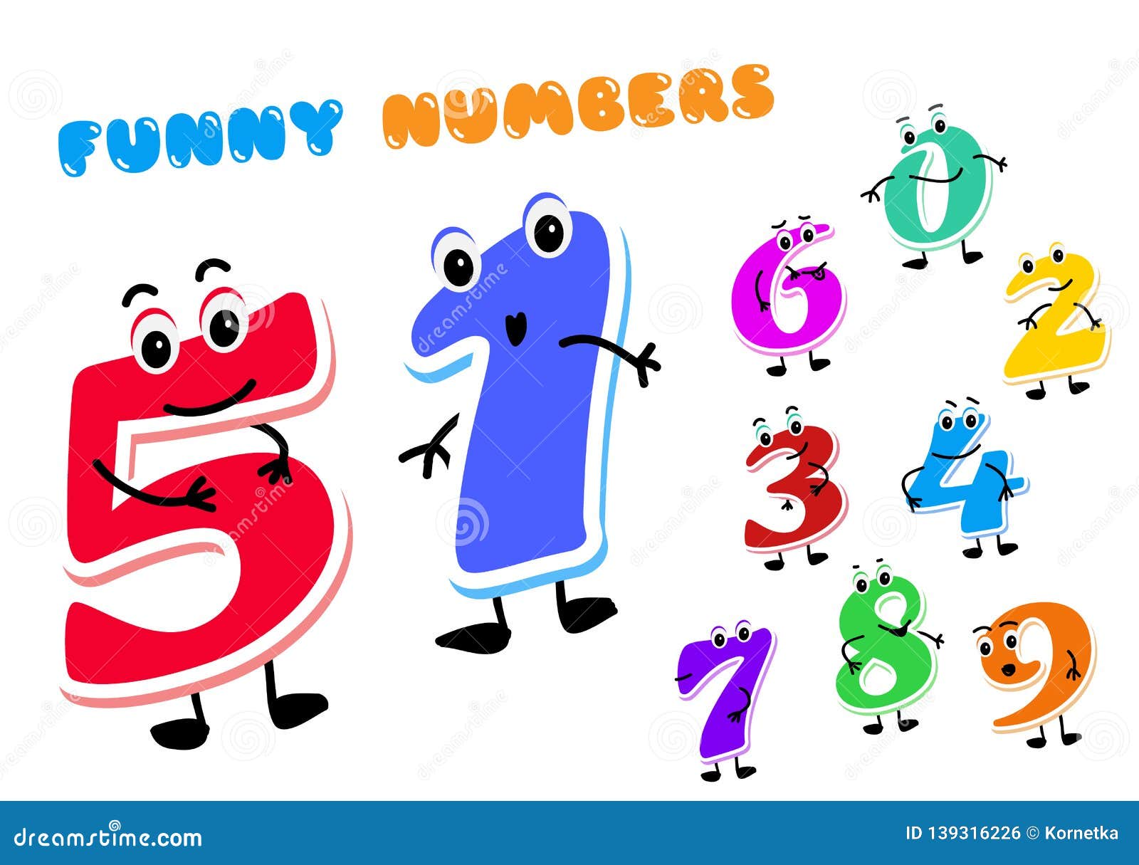 Set Colorful Numbers Cartoon Kids Figures Number Vector Image Images Set Colorful Numbers Cartoon Kids Figures Number Vector Image Images