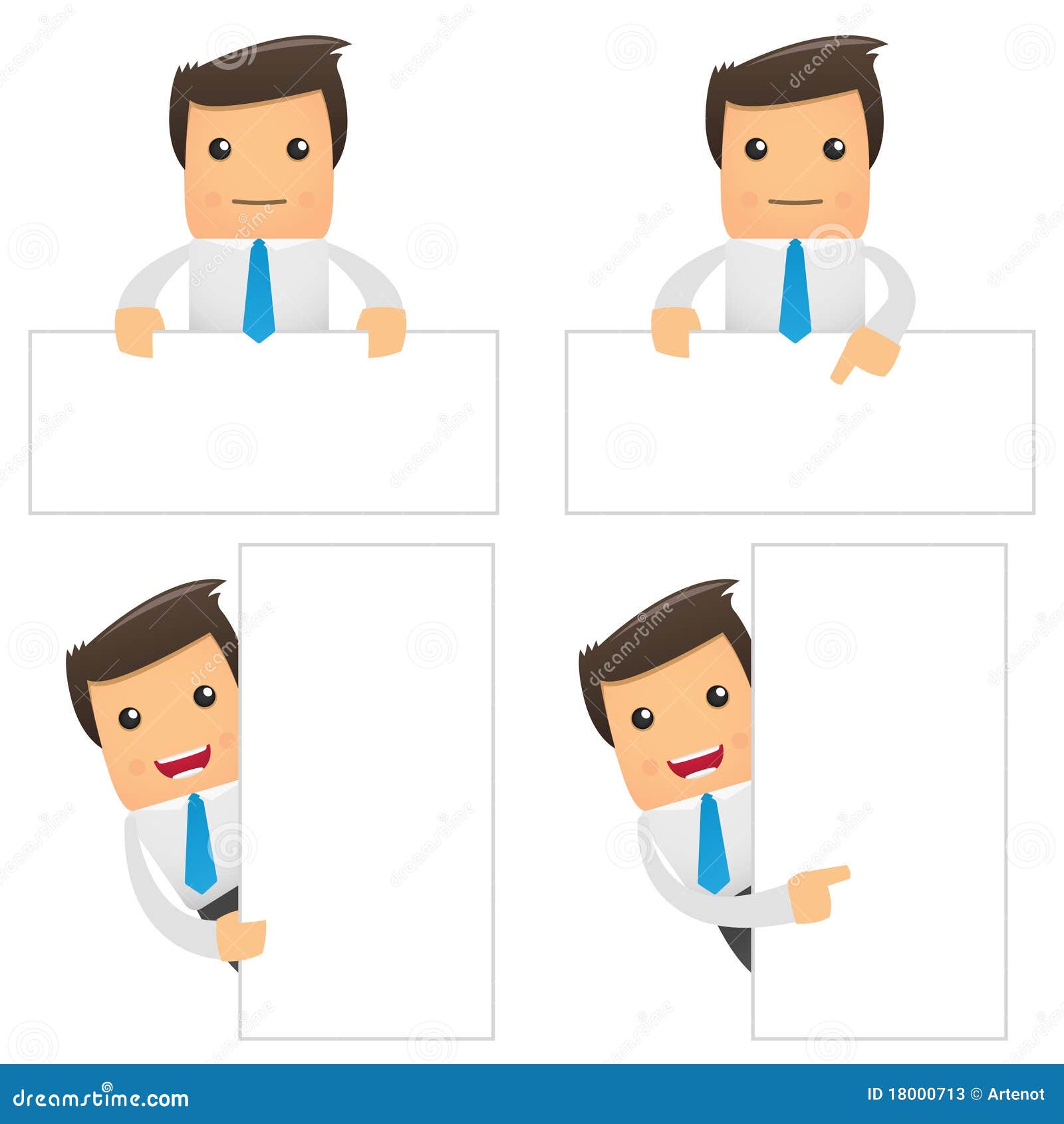 Office Worker Cartoon With Blank Sign Vector Illustration ...