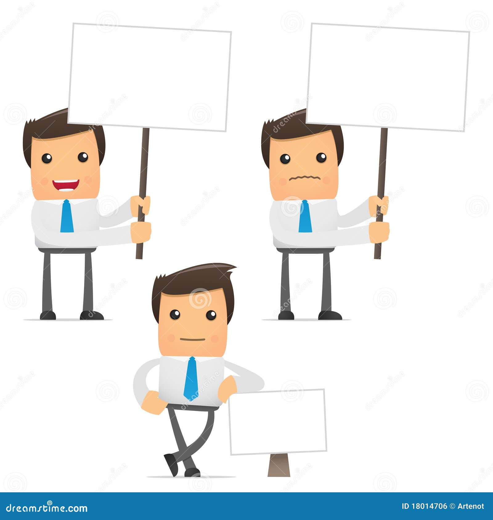 Set of Funny Cartoon Office Worker Stock Vector - Illustration of ...