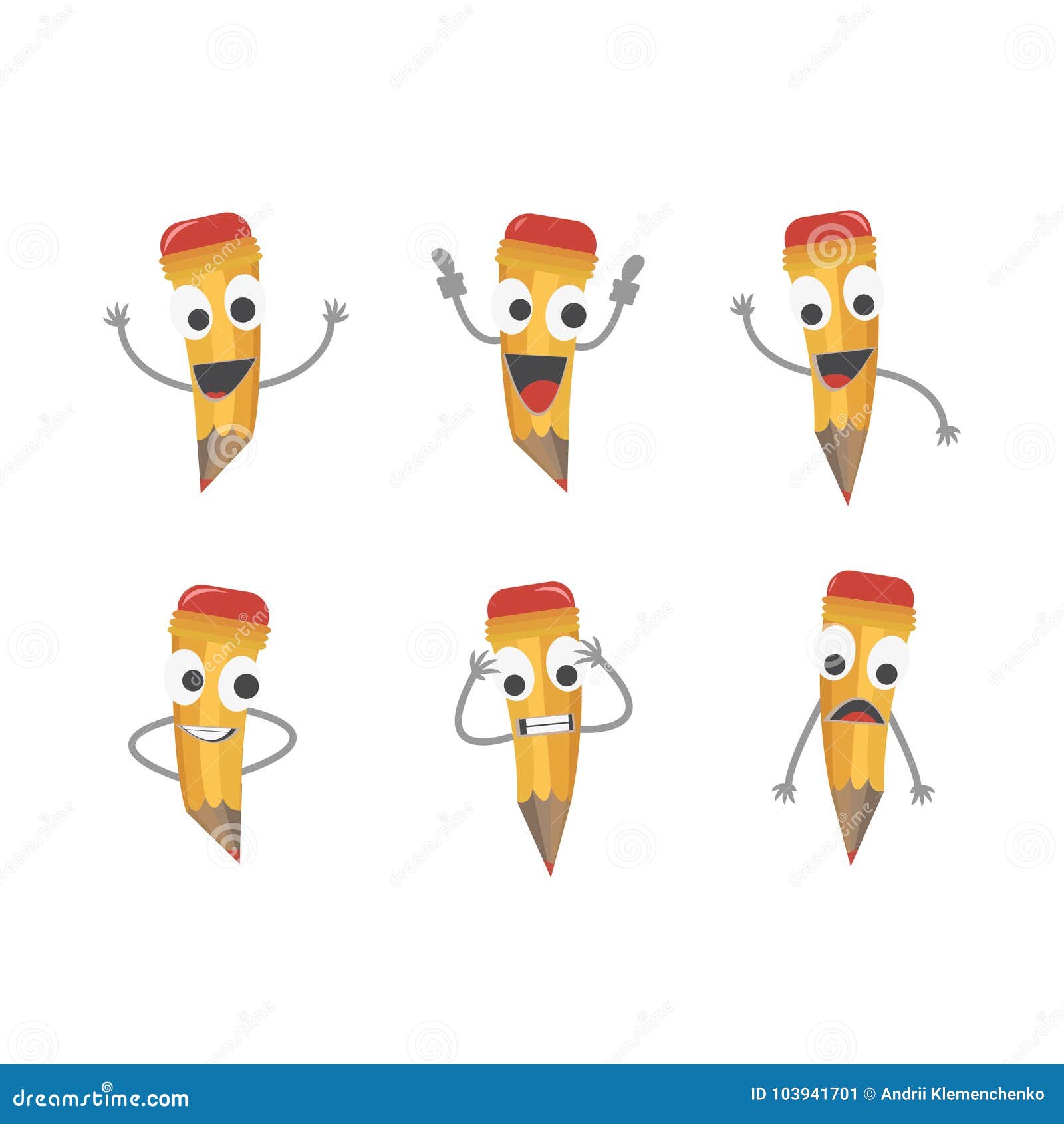 A Set of Funny Pencils . Vector Illustration. Stock Vector ...