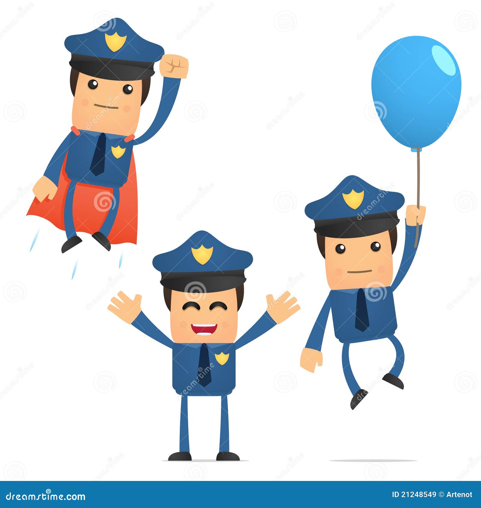 Set of Funny Cartoon Policeman Stock Vector - Illustration of courage ...